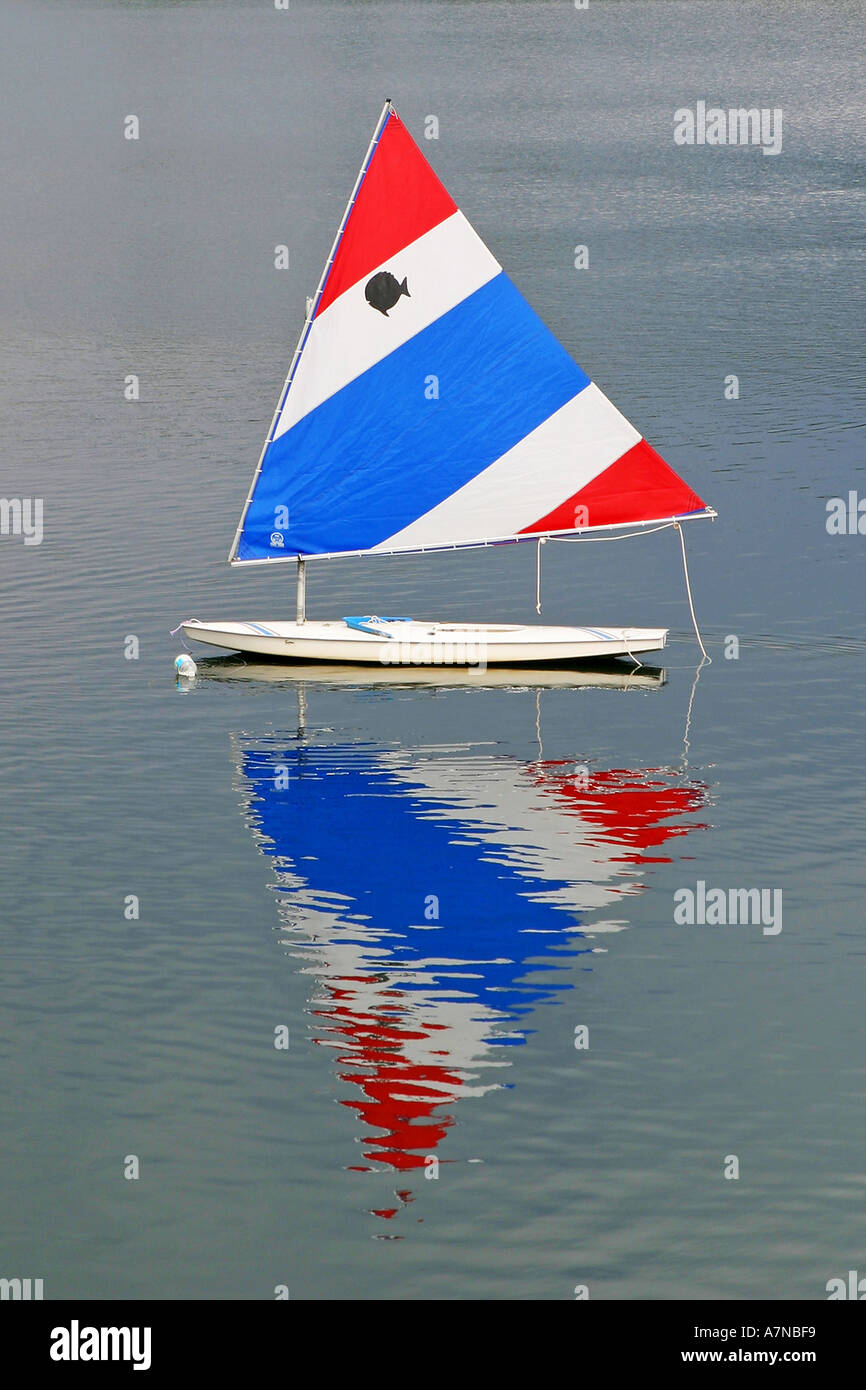 Sunfish sailboat reflection Stock Photo - Alamy
