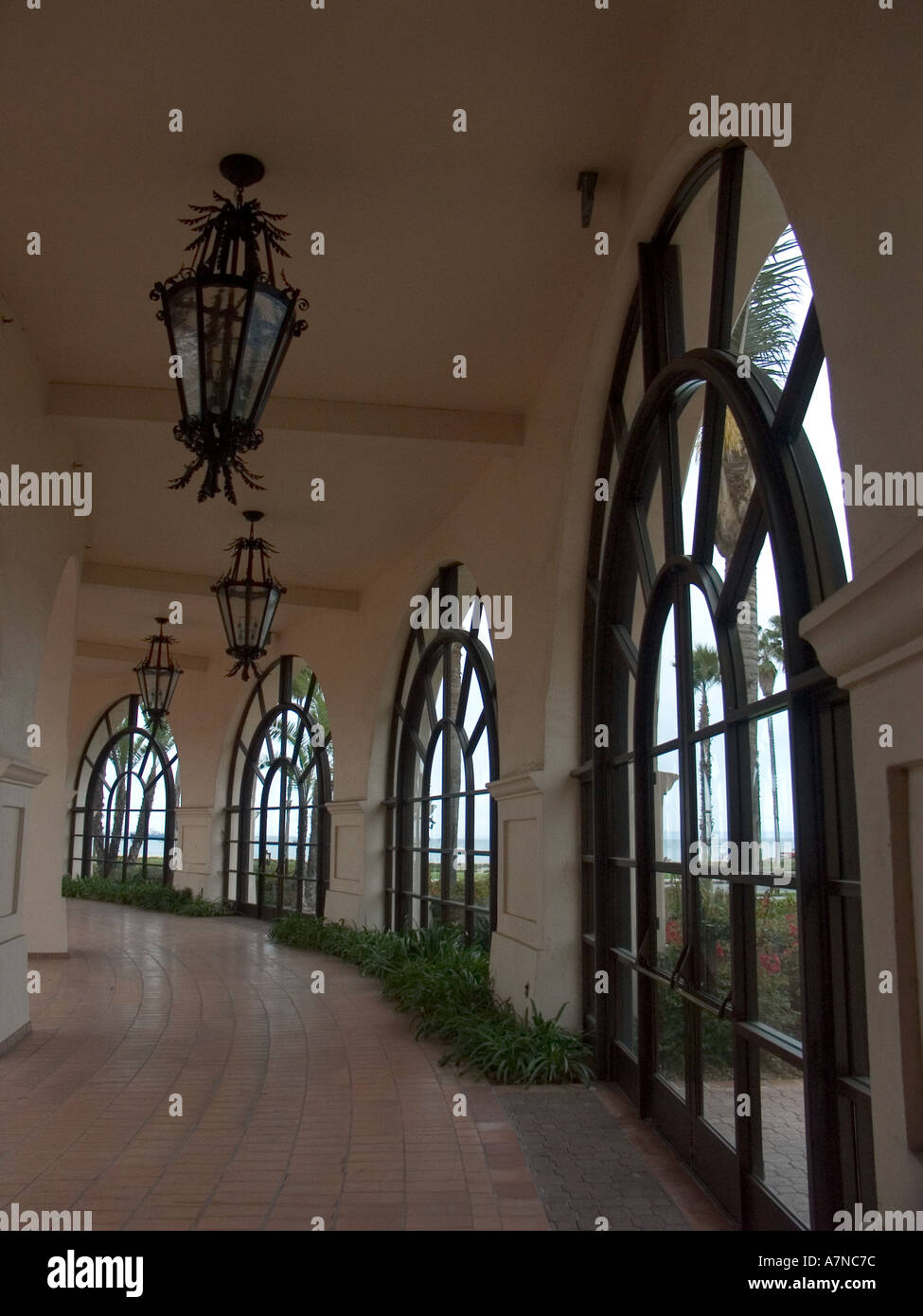 Arches in buildings in Mission architecture style Stock Photo - Alamy