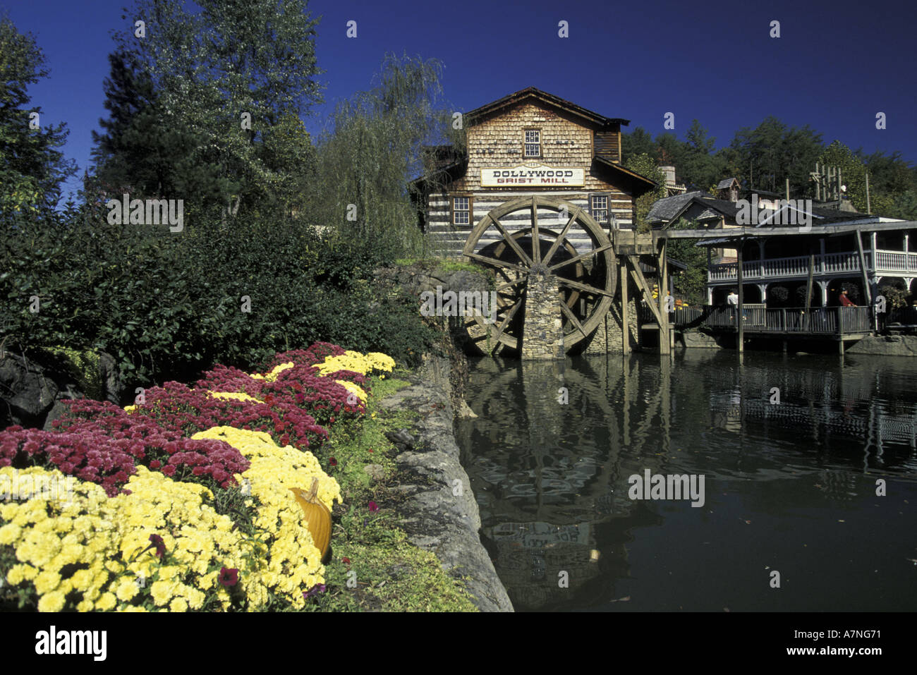 N.A., USA, Tennesee, Pigeon Forge. Dollywood Grist Mill, Dollywood Amusement Park Stock Photo ...