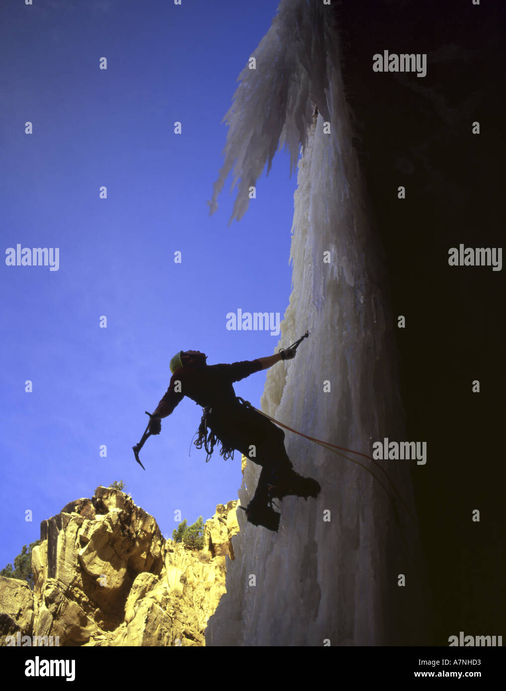 Ice Climber Matt Hoskisson poised and ready on the Donorcycle, Utah ...