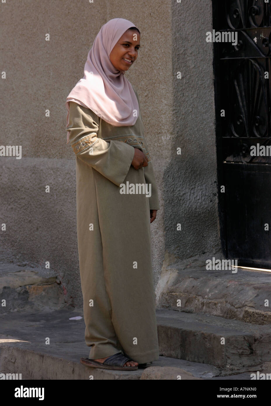 Egyptian Woman Outdoors Smiling Stock Photo - Alamy