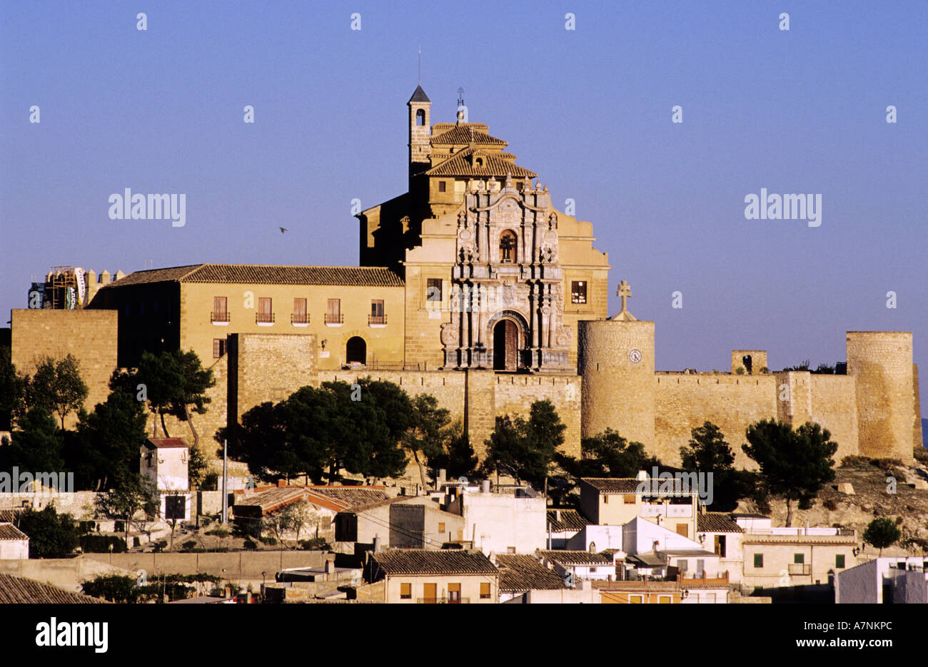 Spain, Murcia, city of Caravaca de la Cruz, overview with the castle in ...