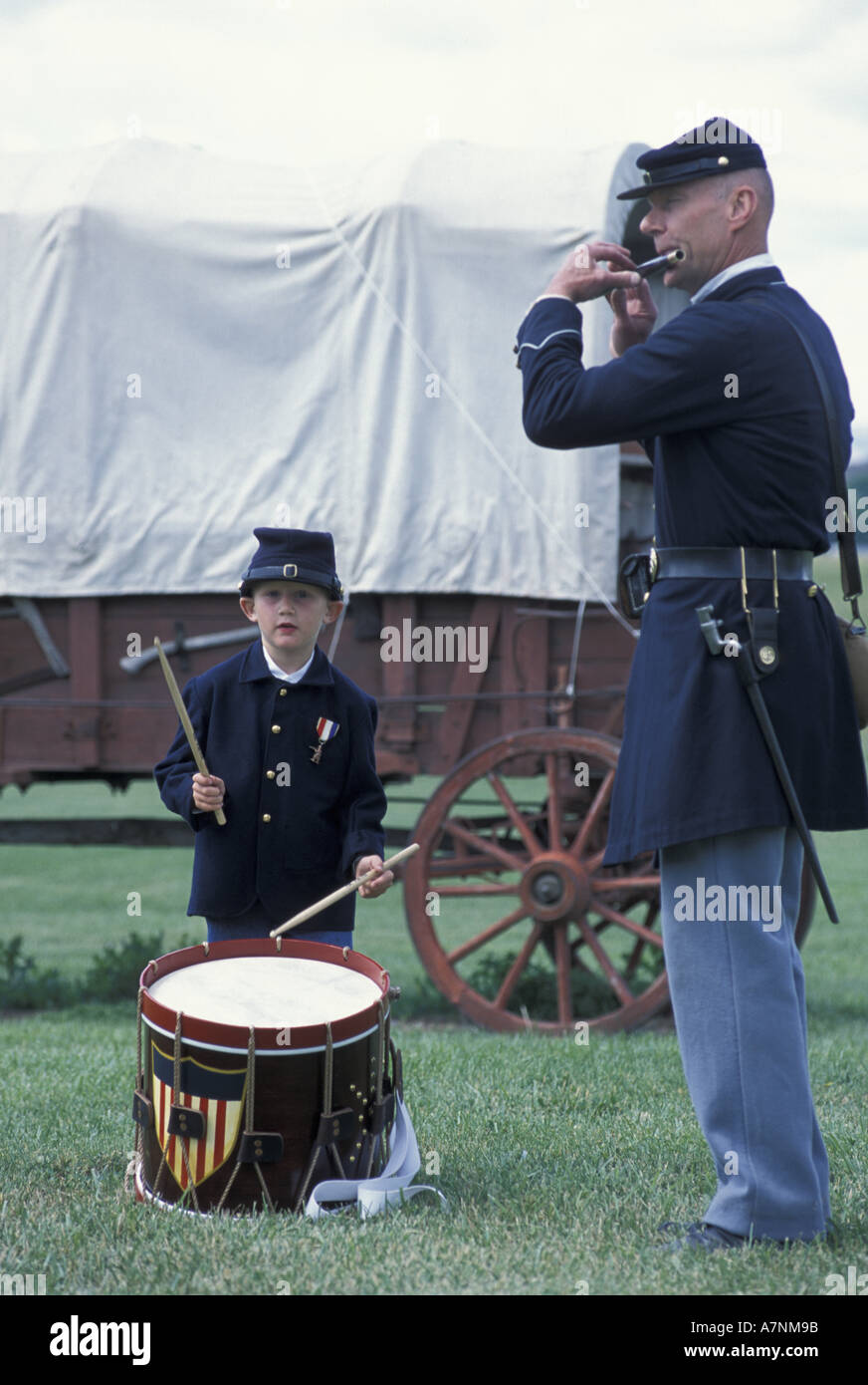 USA, Washington, Fort Walla Walla Museum. Lewis & Clark Days. Drummer ...