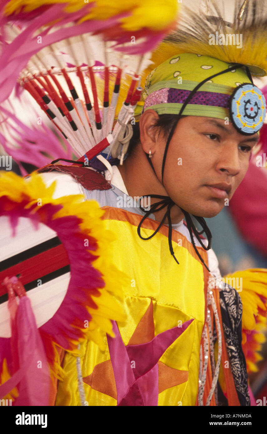 Man of Yakama Tribe dances at Indian powwow; Seattle Salmon Homecoming ...