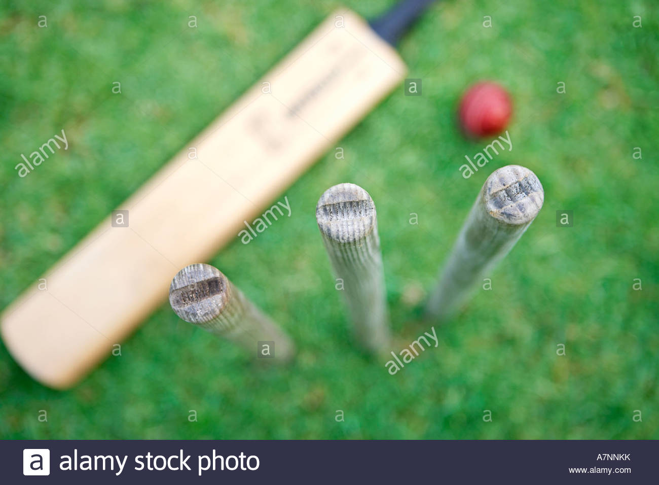 Cricket Bat And Ball Wicket Stock Photos & Cricket Bat And Ball Wicket ...