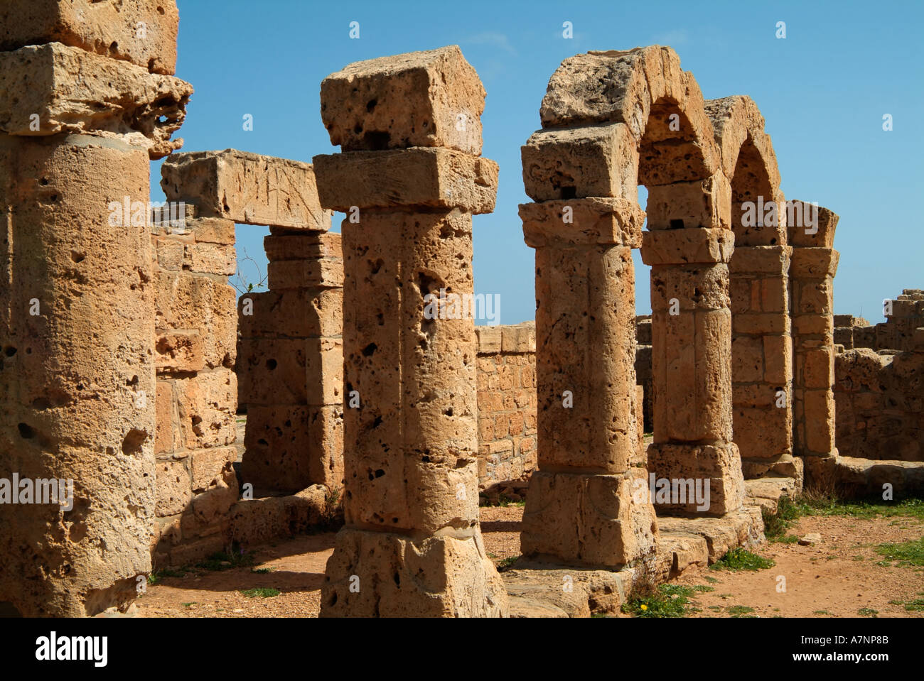 Byzantine Duke's Palace, Apollonia, Greek / Roman ruins, Libya Stock ...