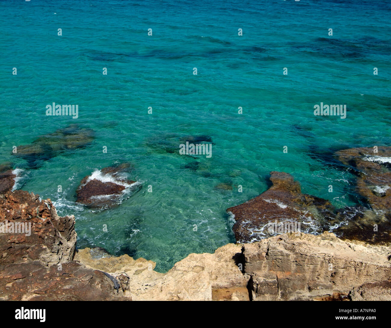 Mediterranean Sea at Apollonia, Greek / Roman ruins, Libya Stock Photo ...