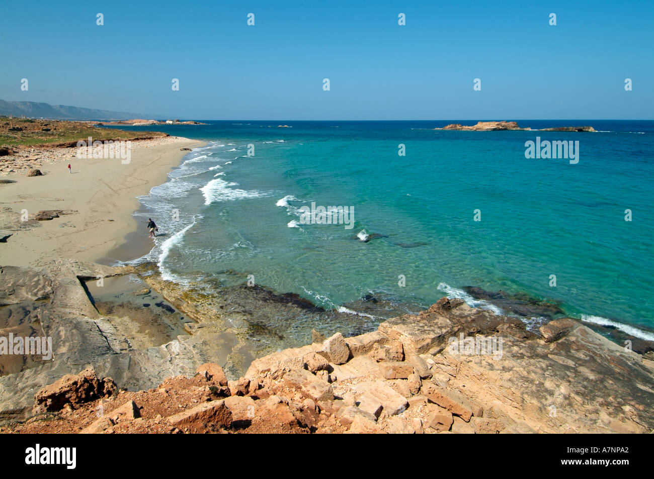 Mediterranean Sea at Apollonia, Greek / Roman ruins, Libya Stock Photo ...