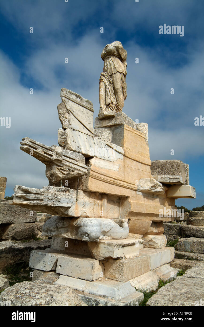 Naval monument, Agora, Cyrene Greek / Roman ruins, Libya Stock Photo ...