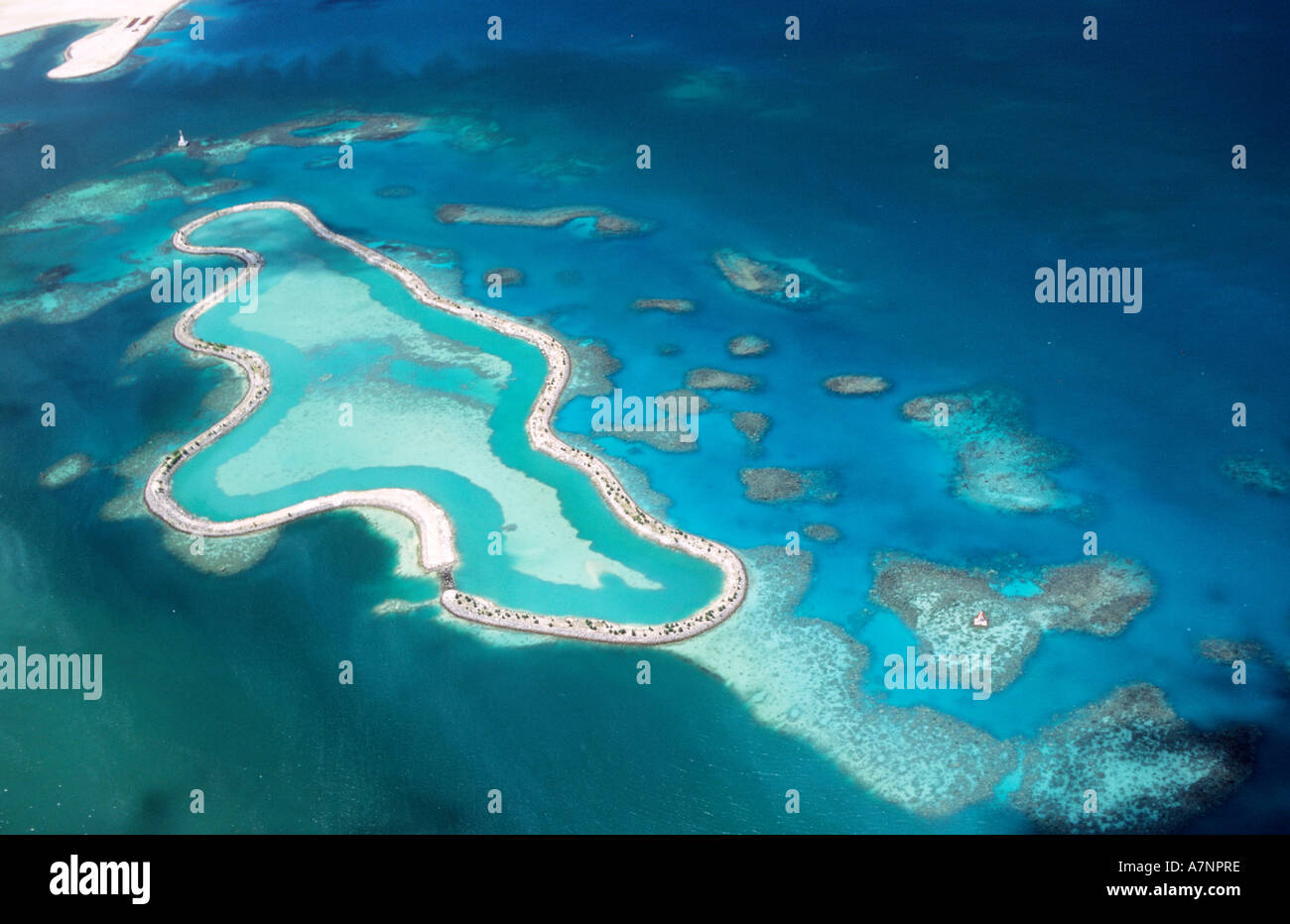 Seychelles (aerial view) of a lagoon Stock Photo - Alamy