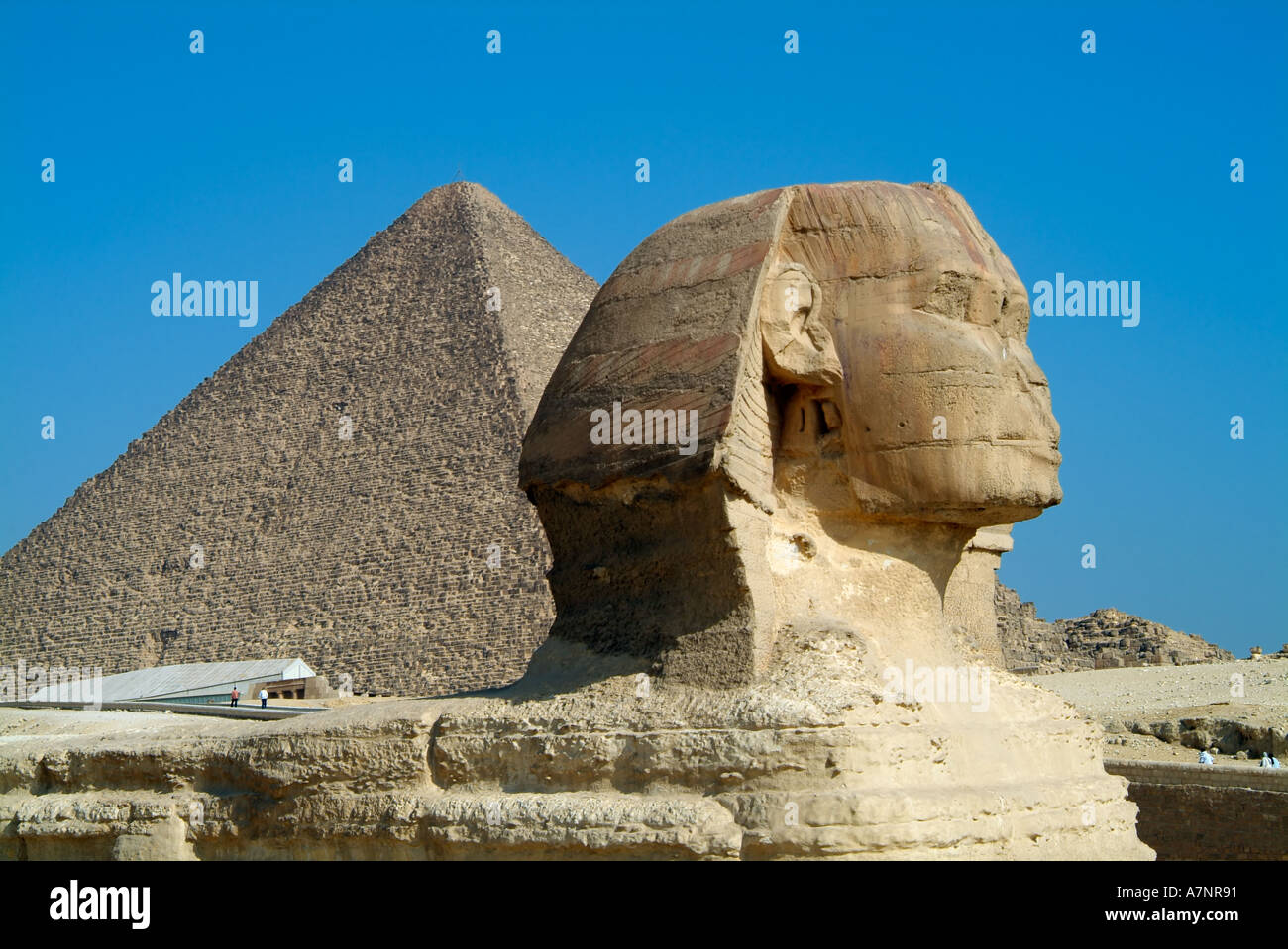 Sphinx and the Great Pyramid of Khufu (Cheops), Giza, Cairo, Egypt ...