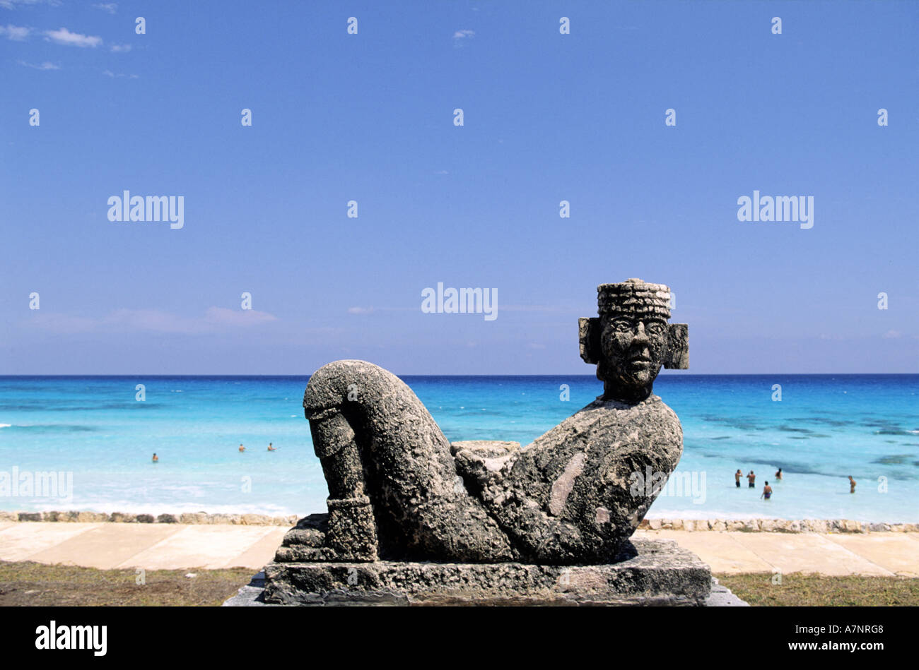 Mexico, Quintana Roo State, Riviera Maya, Cancun, Chac Mool's statue ...
