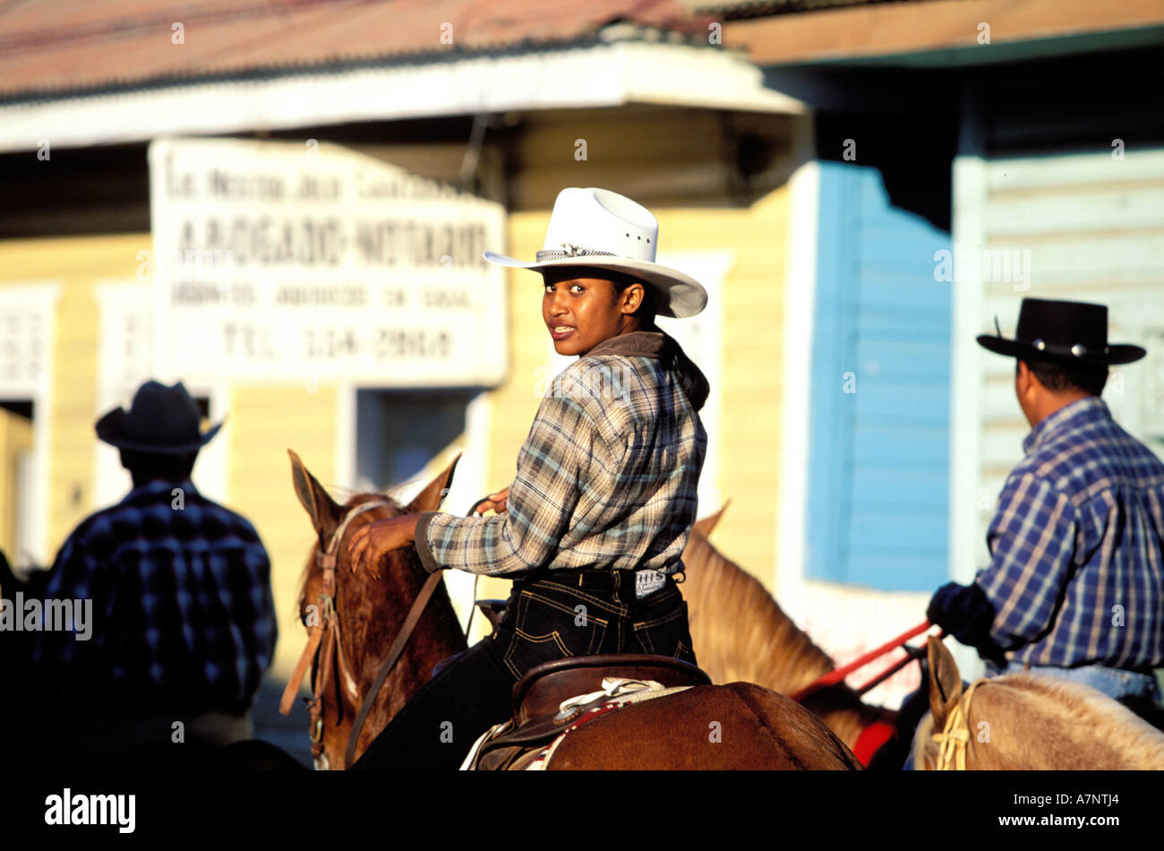 Dominican Republic, Central Cordillera, village of Higüey, horserider ...