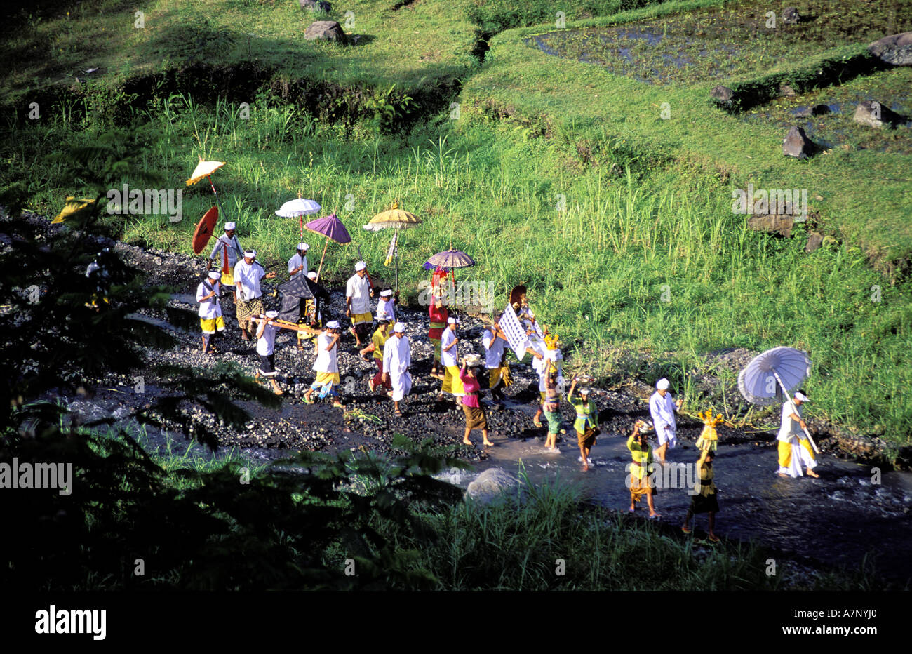 Indonesia, Bali, during the full moon processions take place in ...