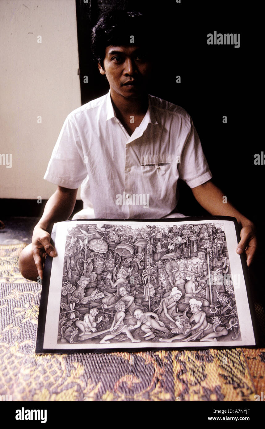 Indonesia, Bali, painter at Ubud Stock Photo - Alamy