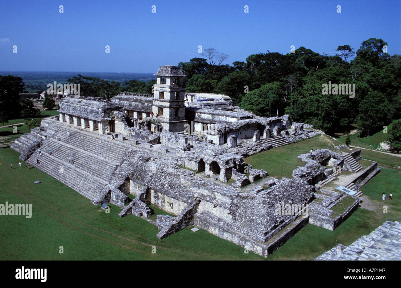 Mexico, Chiapas State, Mayan site of Palenque, El Palacio Stock Photo ...