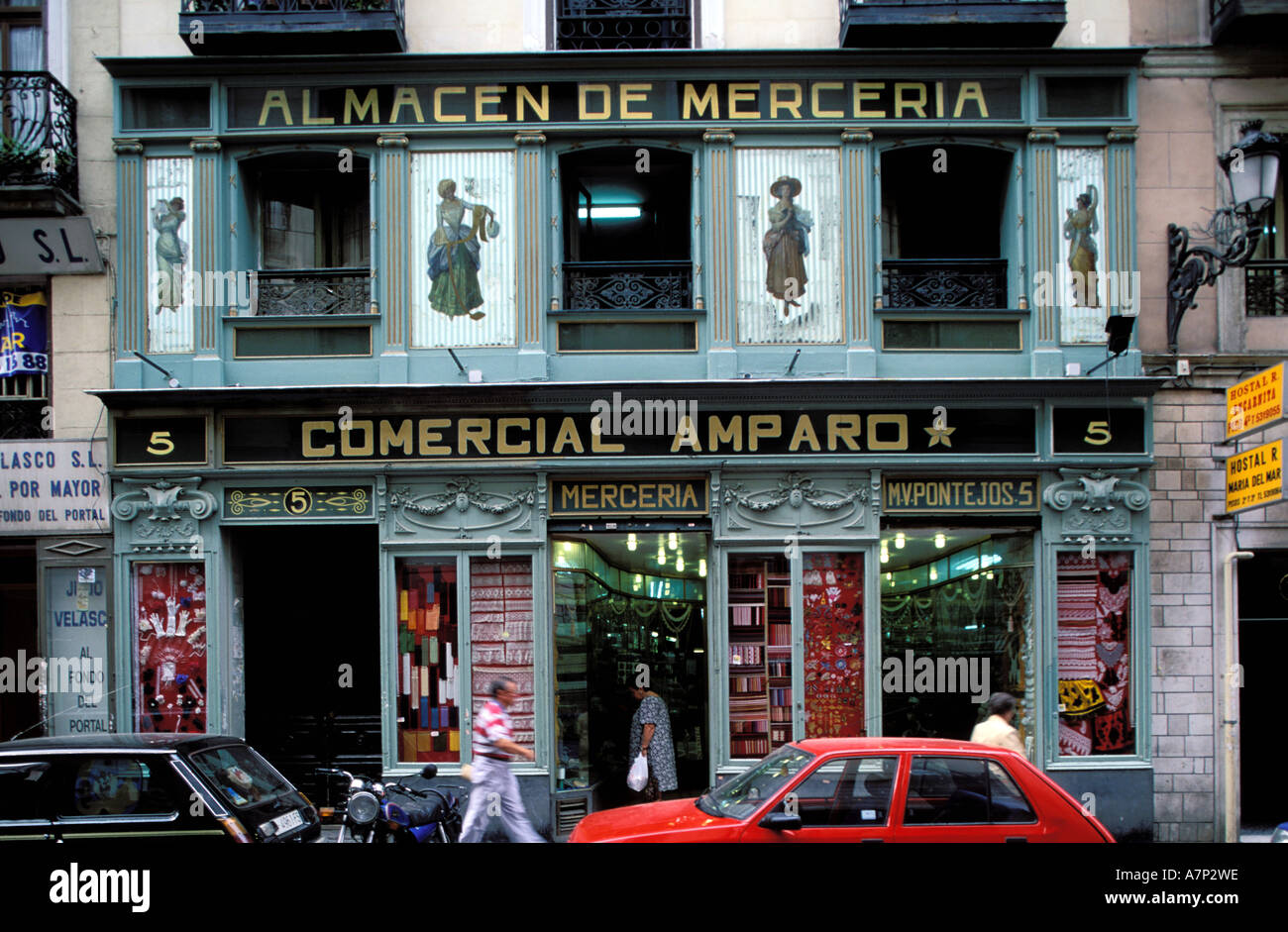 Spain, Madrid, notions store window Stock Photo - Alamy
