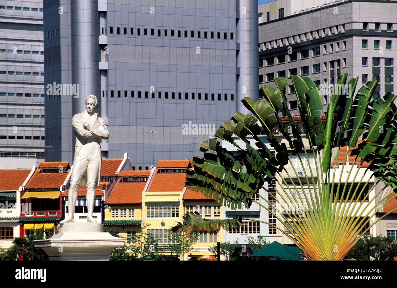 Singapore, Sir Raffles statue stands where he first landed on the ...