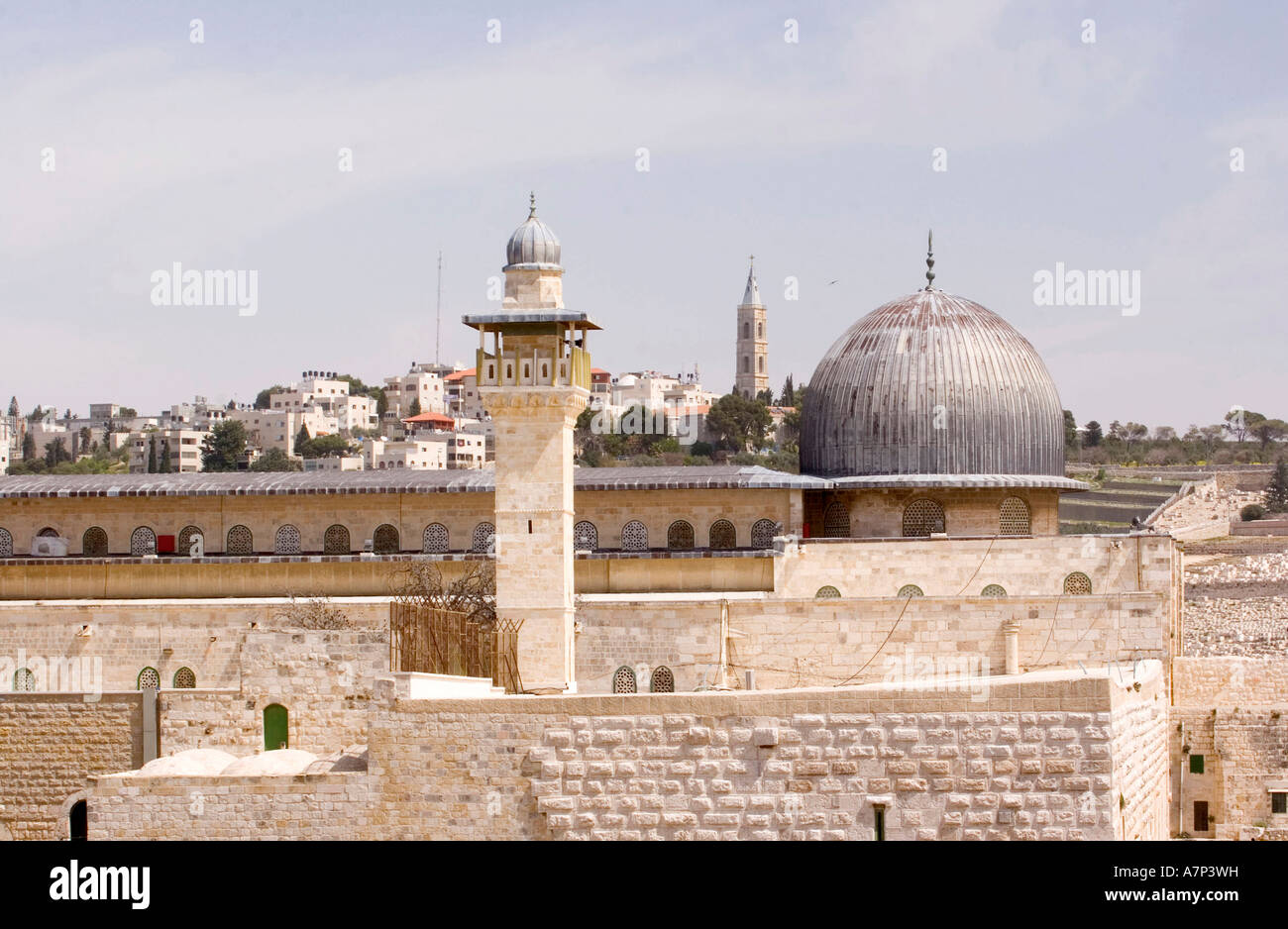 dome of al-aqsa mosque jerusalem israel and minaret Stock Photo - Alamy