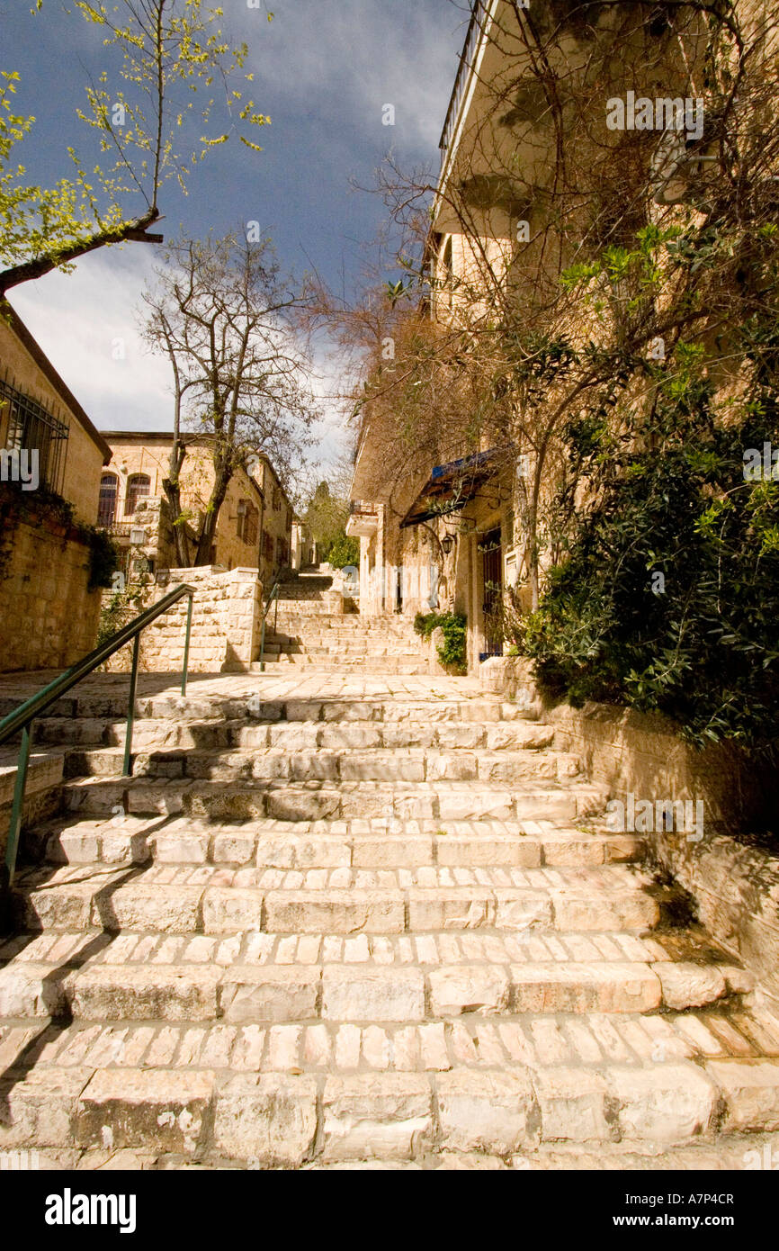 steps in yemin moshe quarter jerusalem israel Stock Photo - Alamy