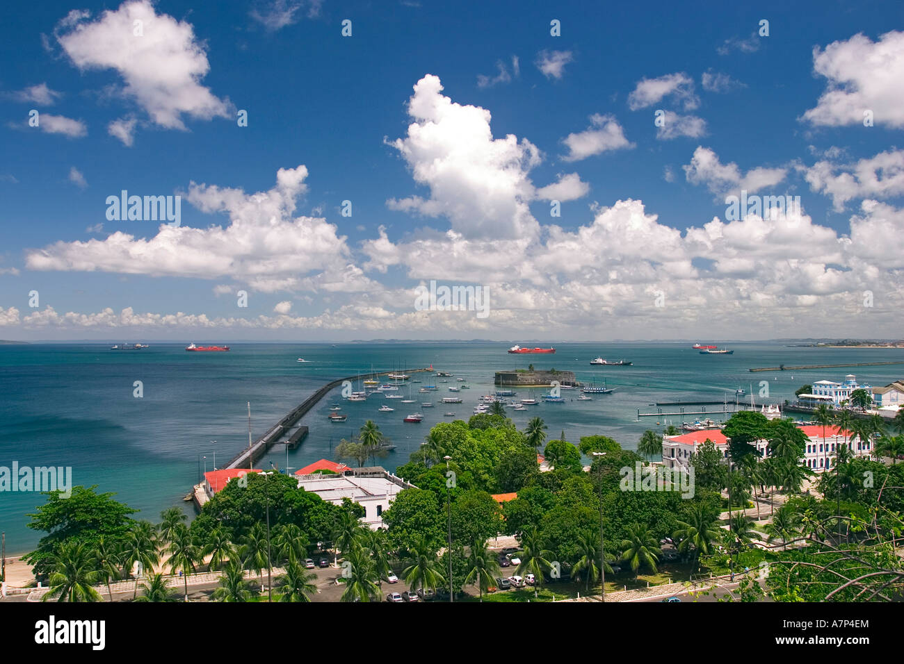 View of the Harbour of Salvador da Bahia, Bahia State, Brazil Stock ...