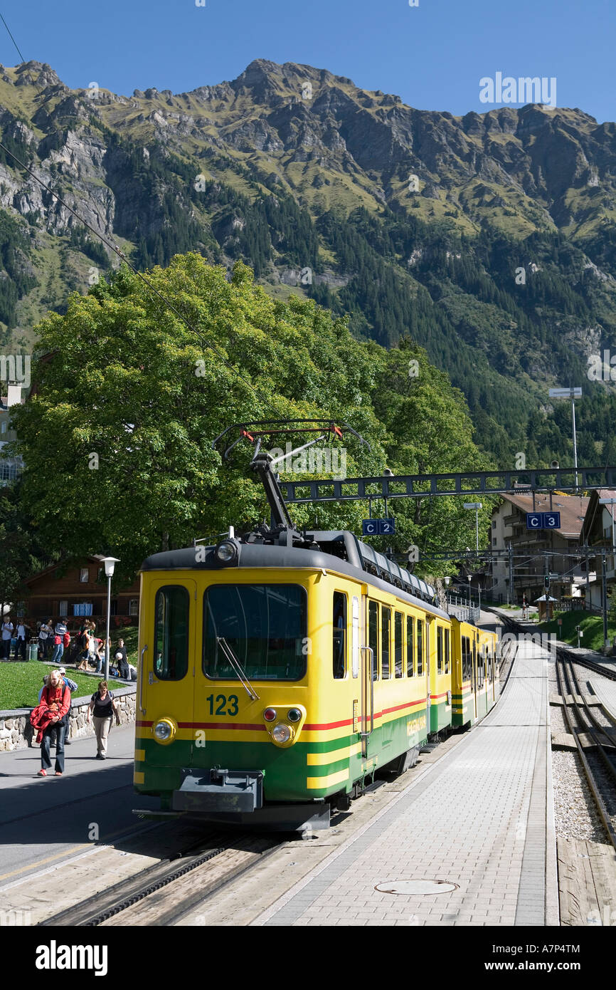 Wengen train station, Berner Oberland, Switzerland Stock Photo - Alamy