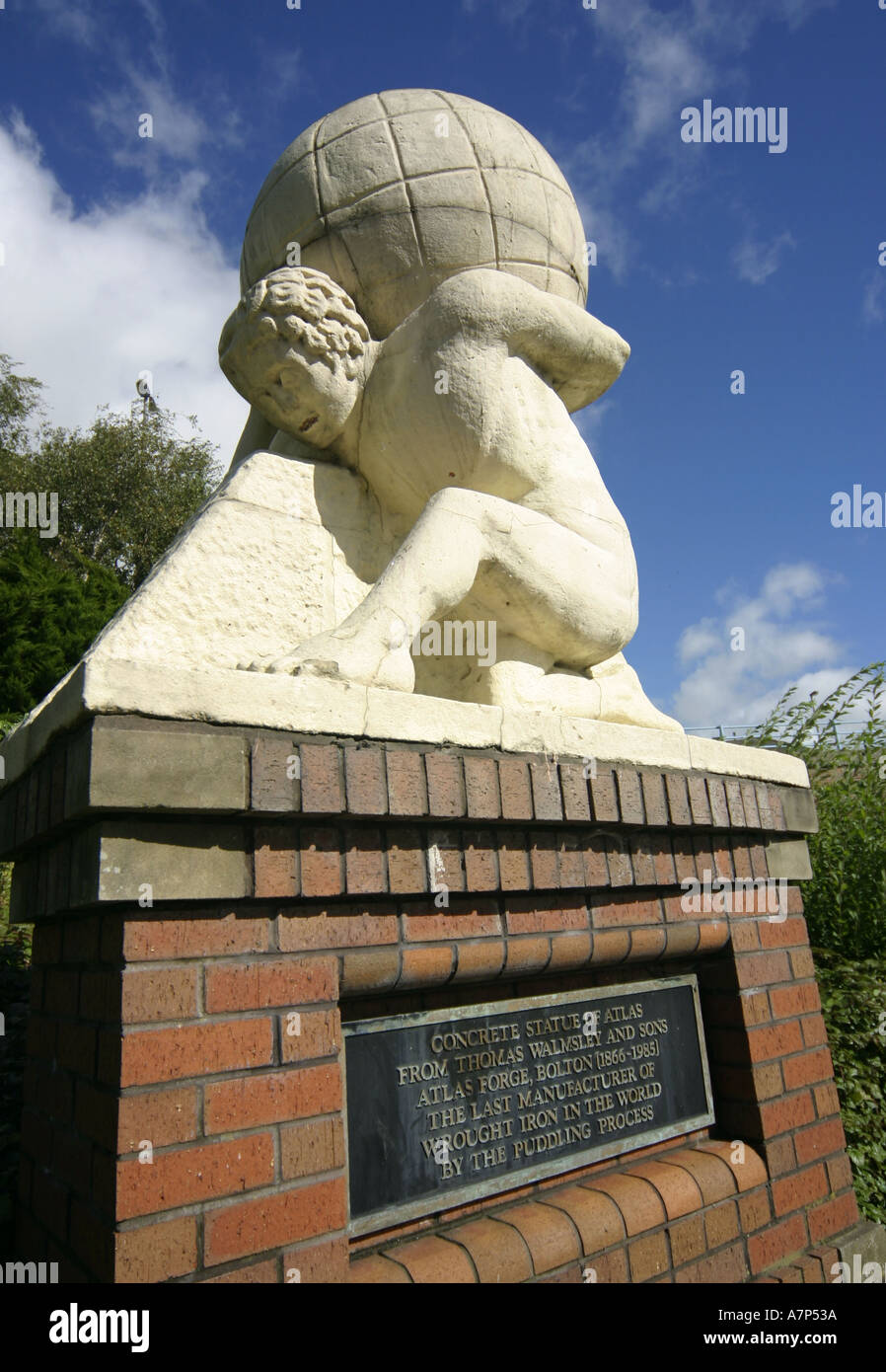 Concrete statue of Atlas from Thomas Walmsley and Sons Atlas Forge ...