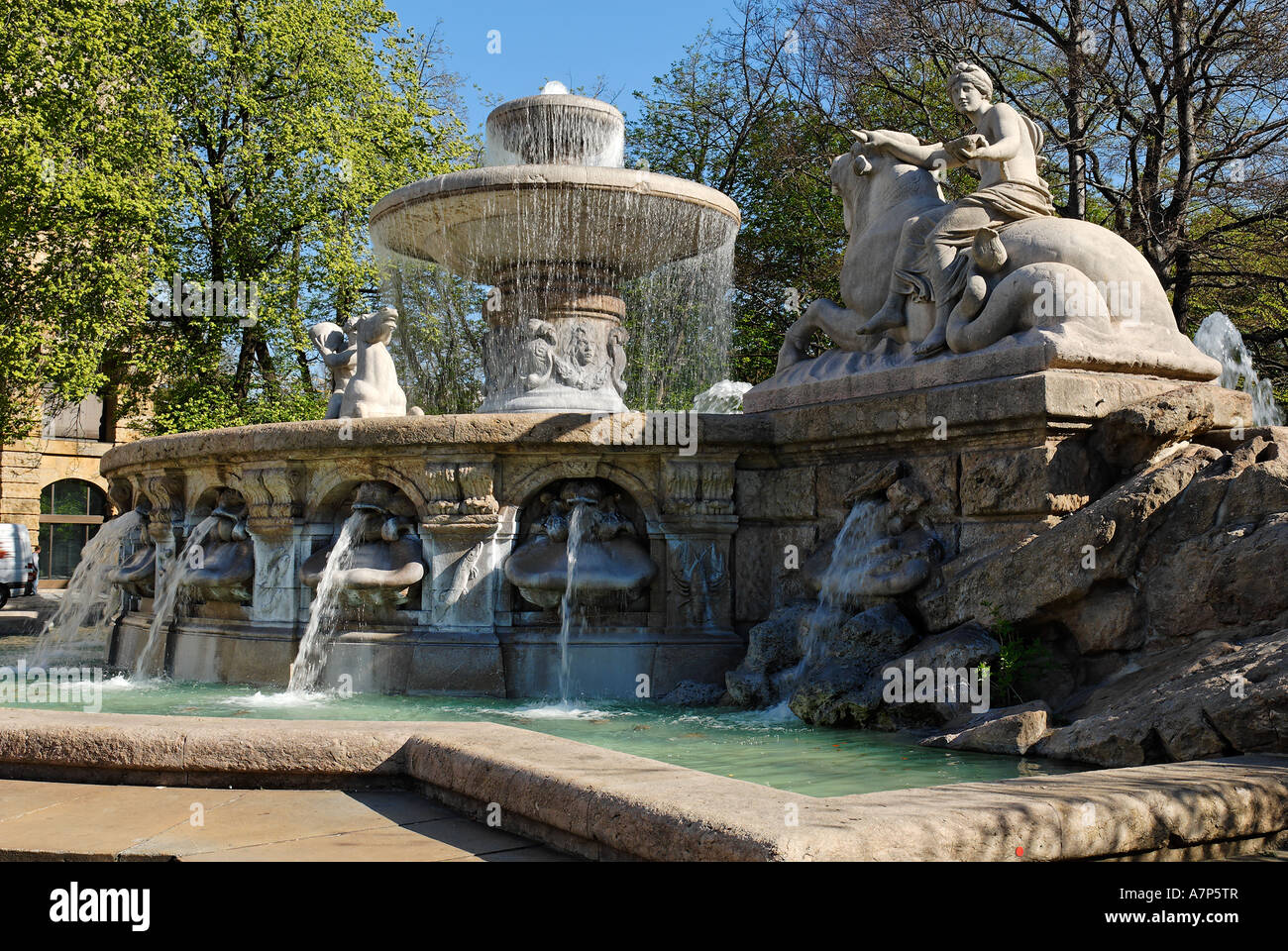 Wittelsbacher fountain at Lenbach Platz Munich Bavaria Germany Stock ...