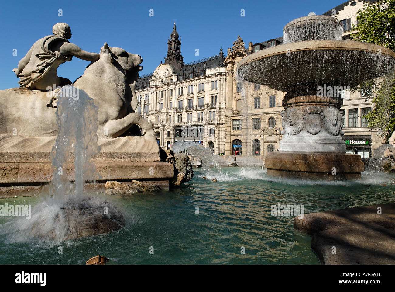 Wittelsbacher fountain at Lenbach Platz Munich Bavaria Germany Stock ...