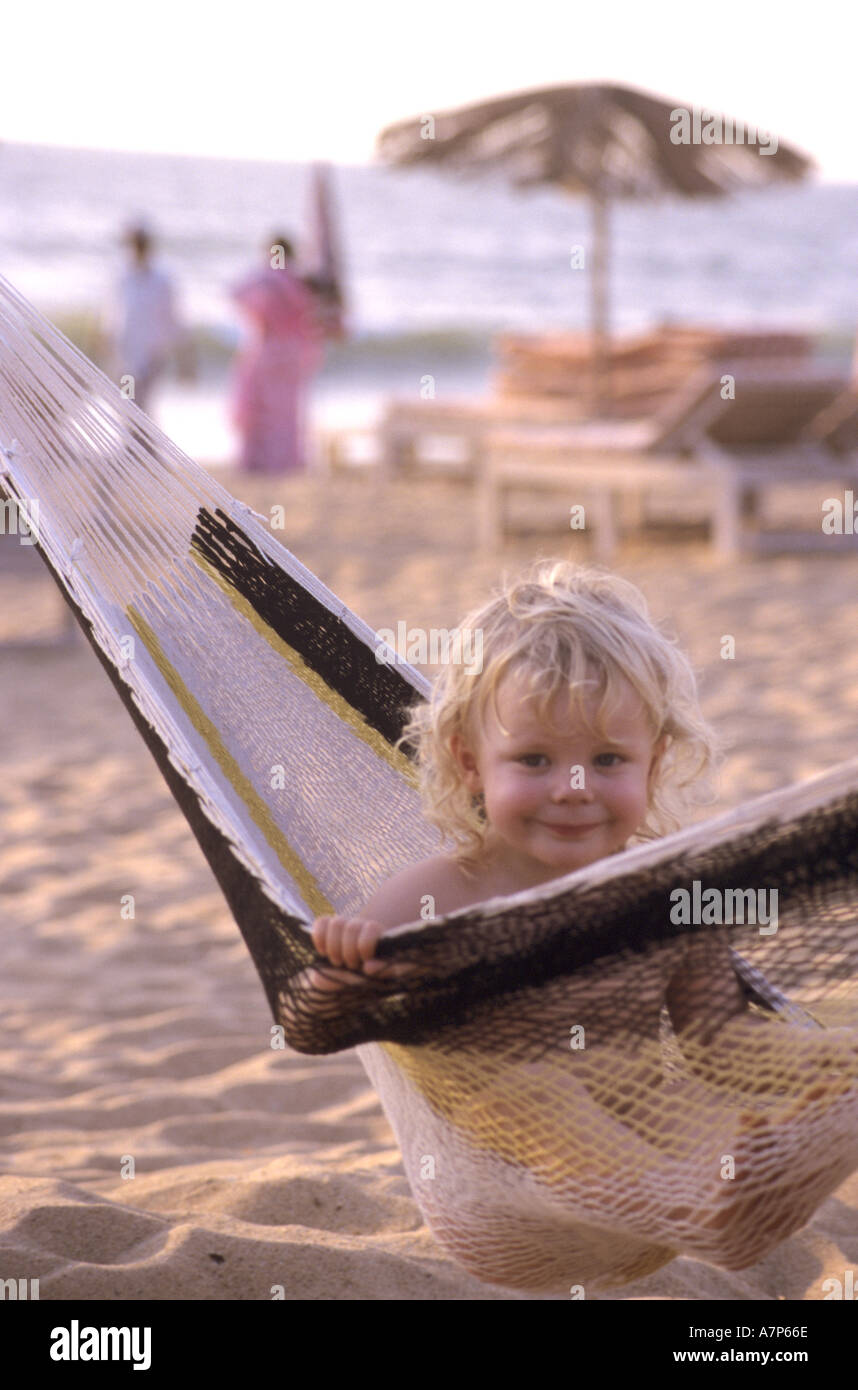 Girl in hammock Goa Beach Stock Photo - Alamy