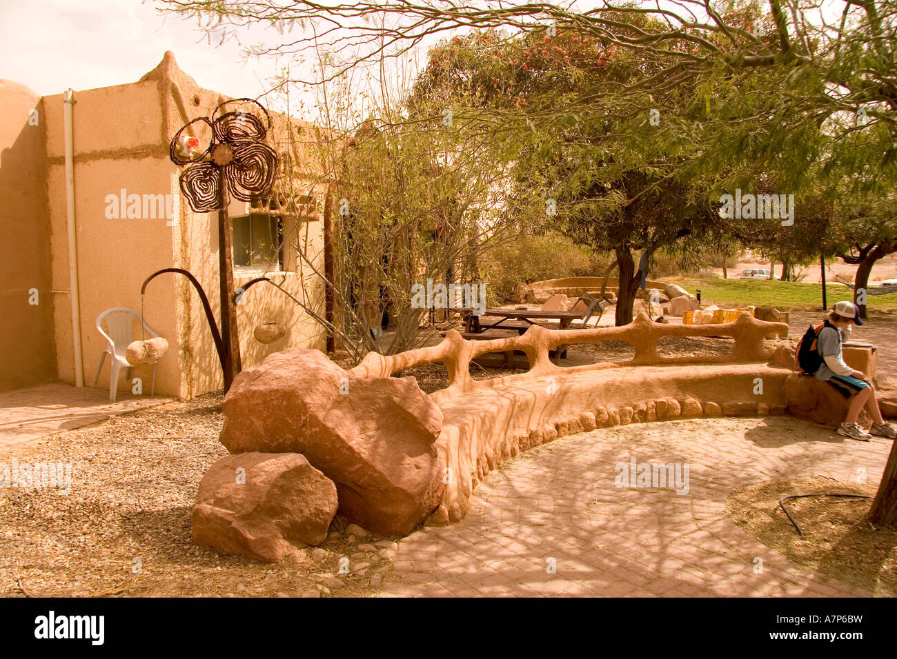 mud brick house on kibbutz yael israel ecology Stock Photo - Alamy