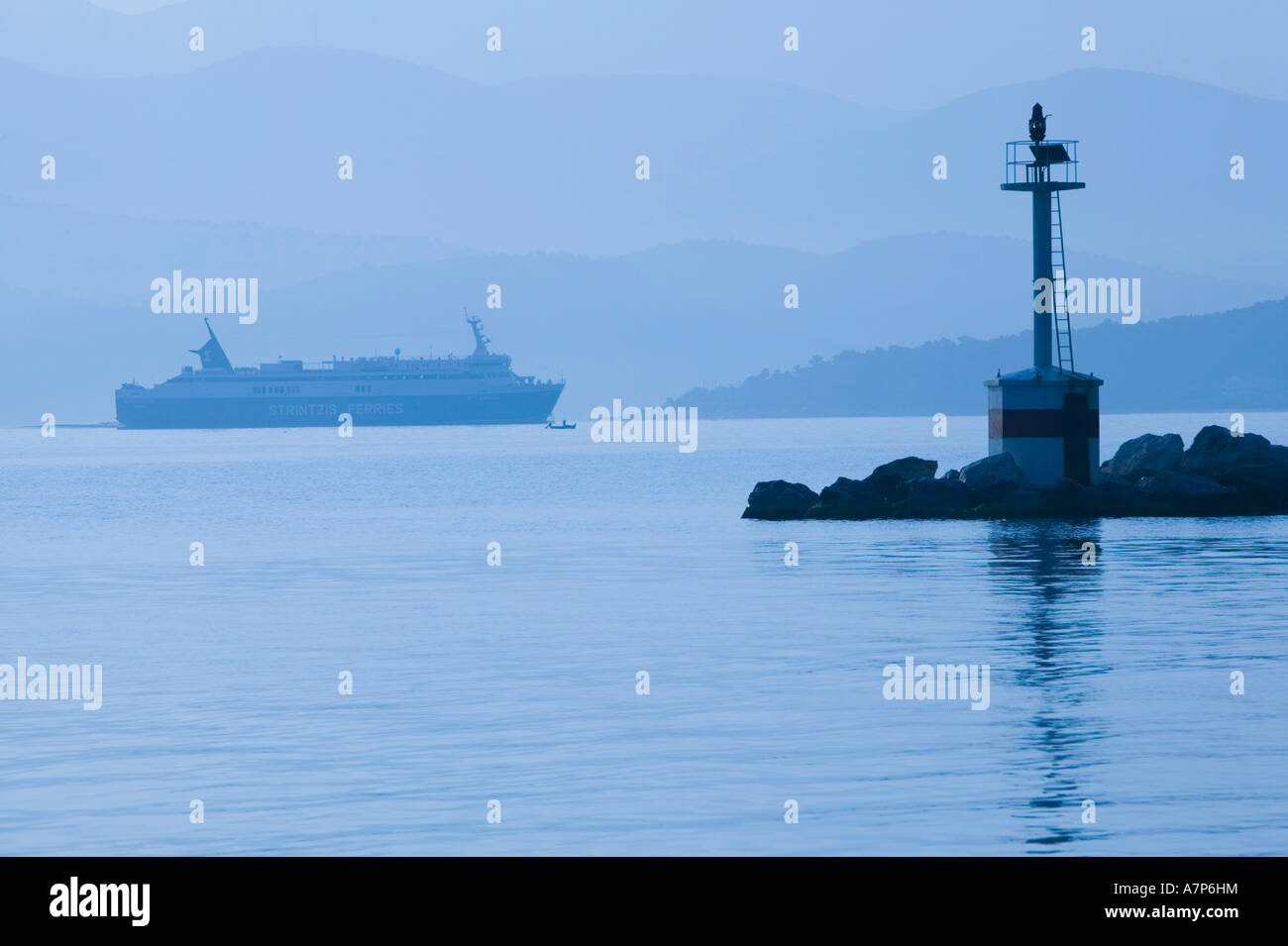 Greek Island Ferry, Argostoli Bay, Kefalonia, Ionian Islands, Greece ...