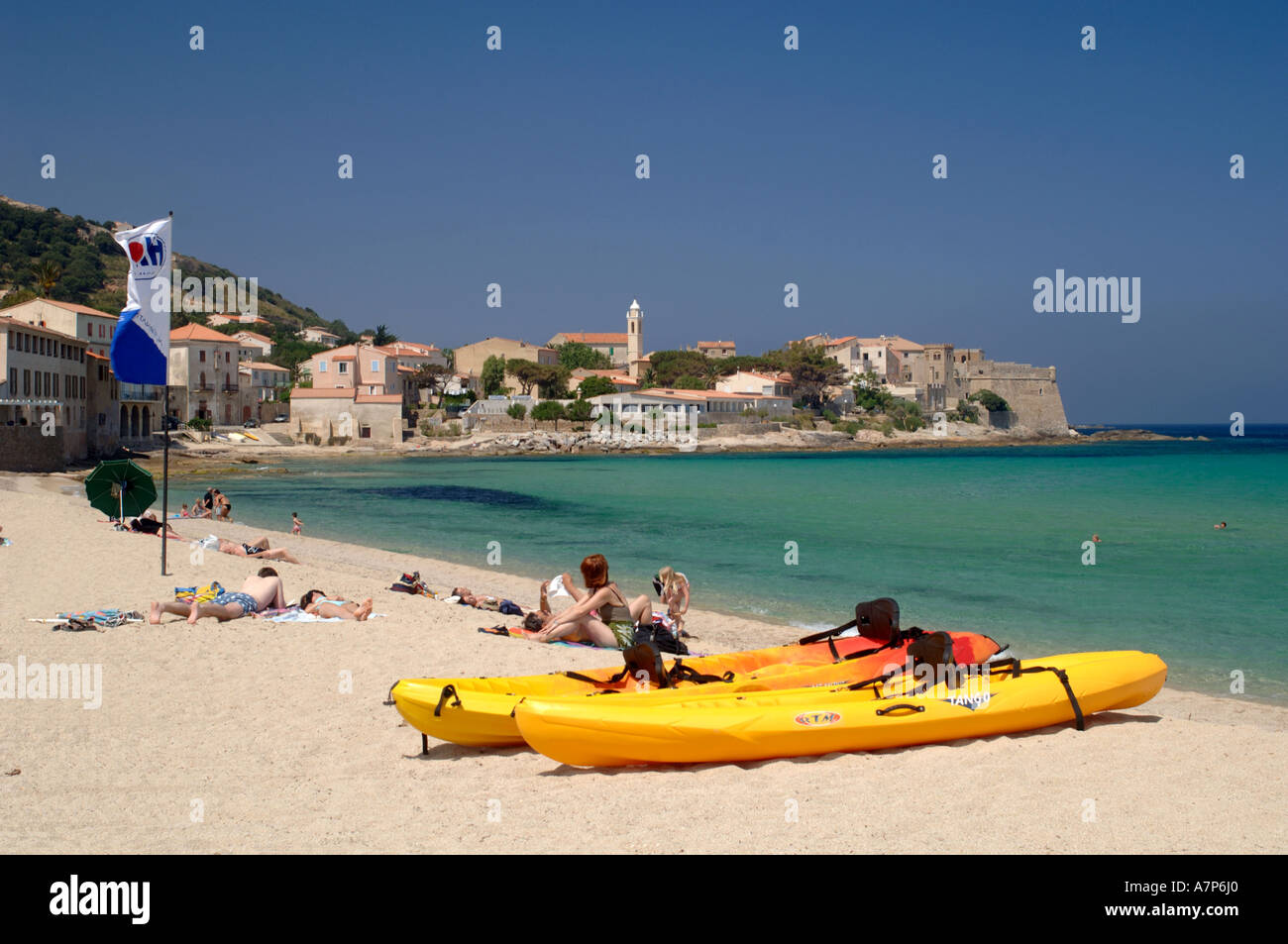 Algajola, Balagne, Corse, Village with citadel and Beach of Algajola ...