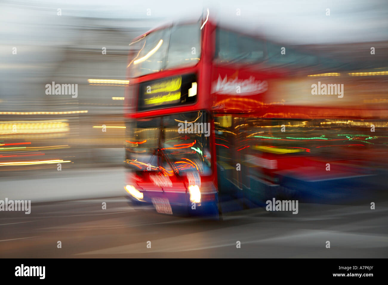 Double decker bus driving through London city England UK 15 03 2007 ...