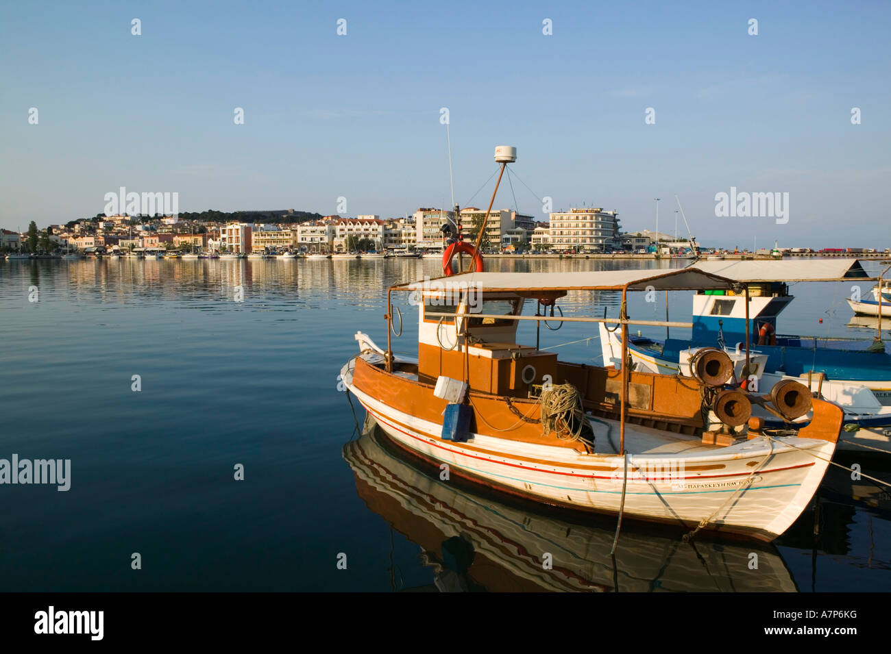 Waterfront View of Southern Harbour, Mytilini Town, Lesbos Island ...