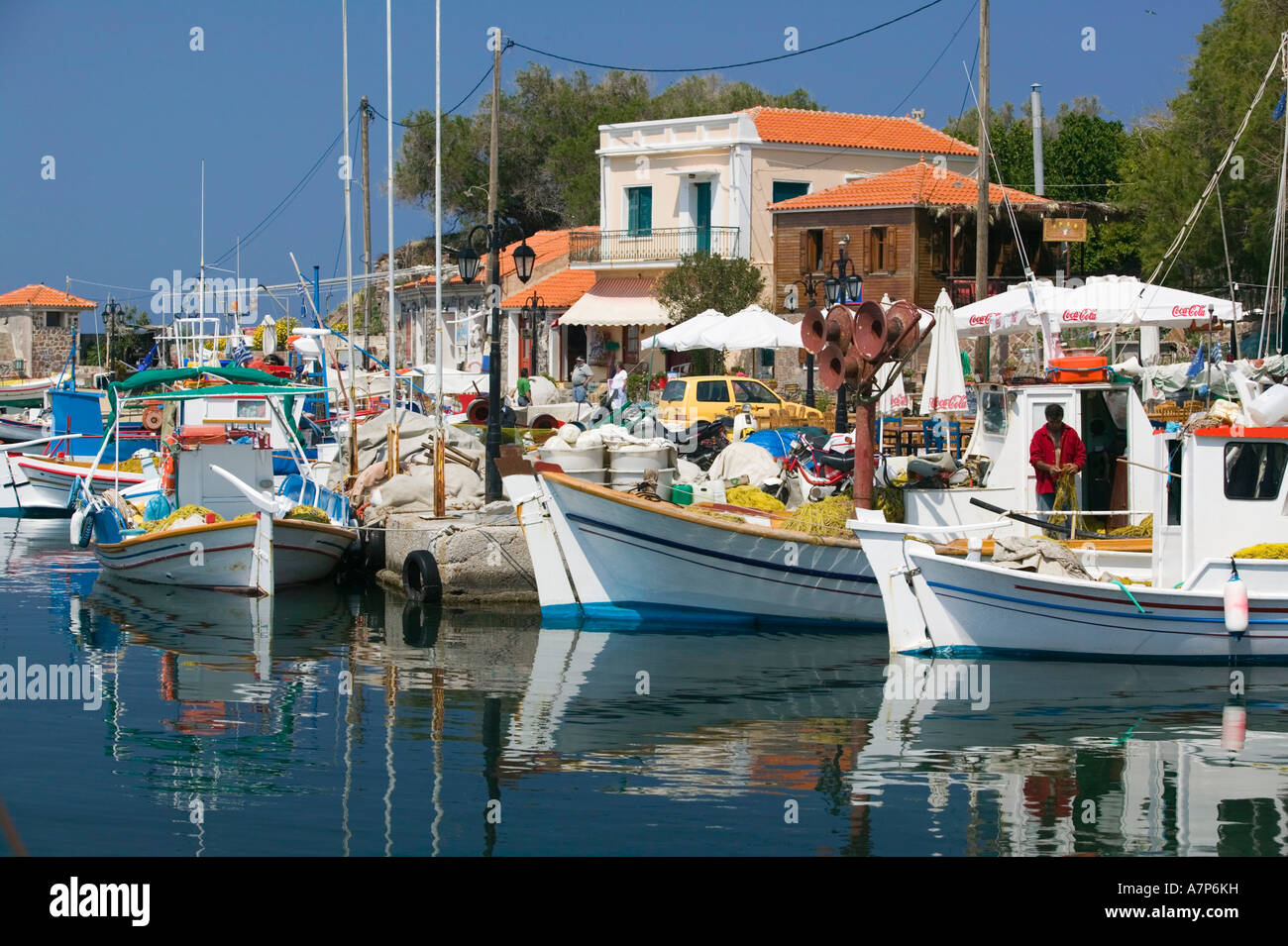 Fishing port, Mithymna (Molyvos), Lesbos Island, Greece Stock Photo - Alamy