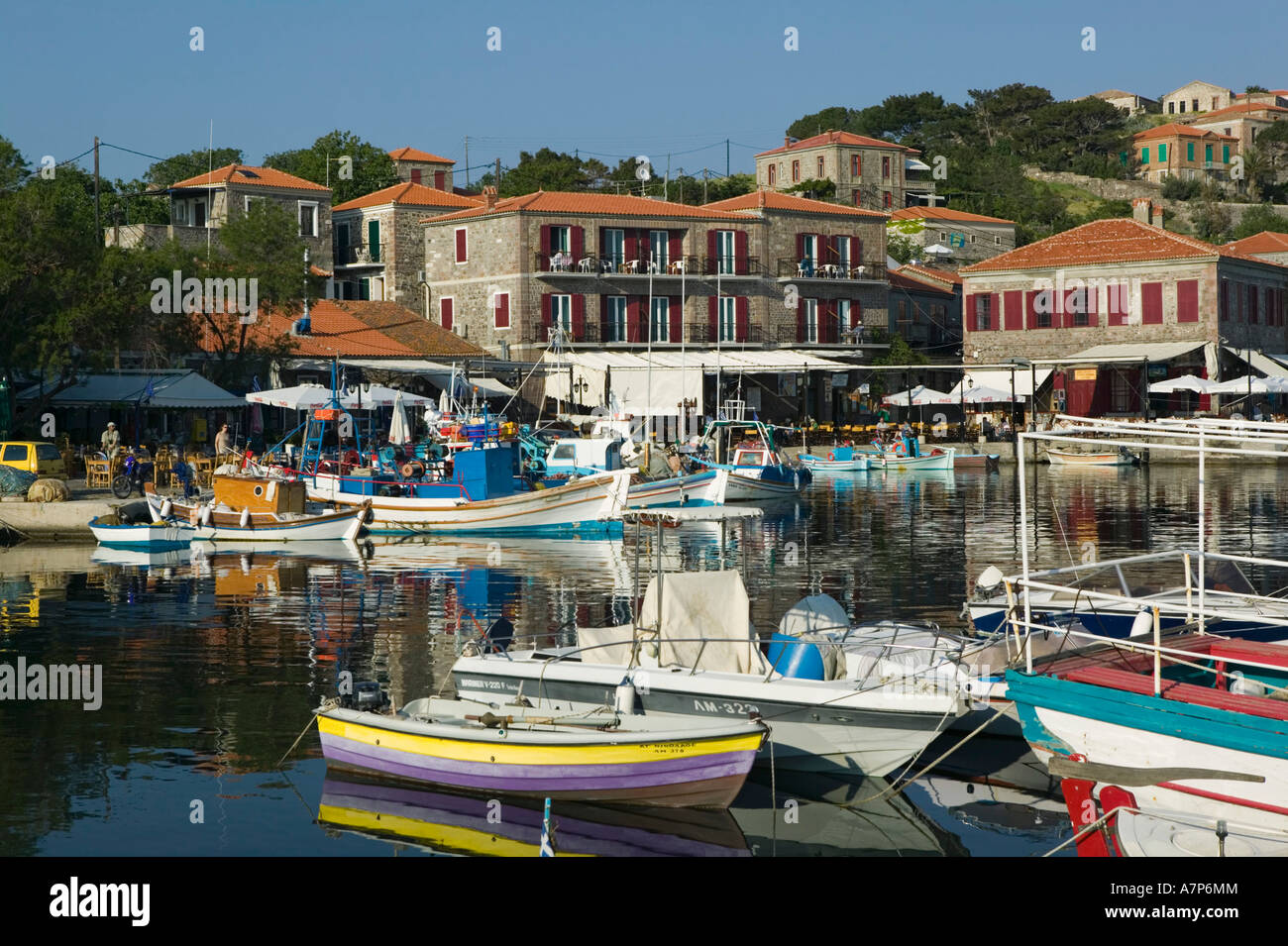 Fishing port, Mithymna (Molyvos), Lesbos Island, Greece Stock Photo - Alamy