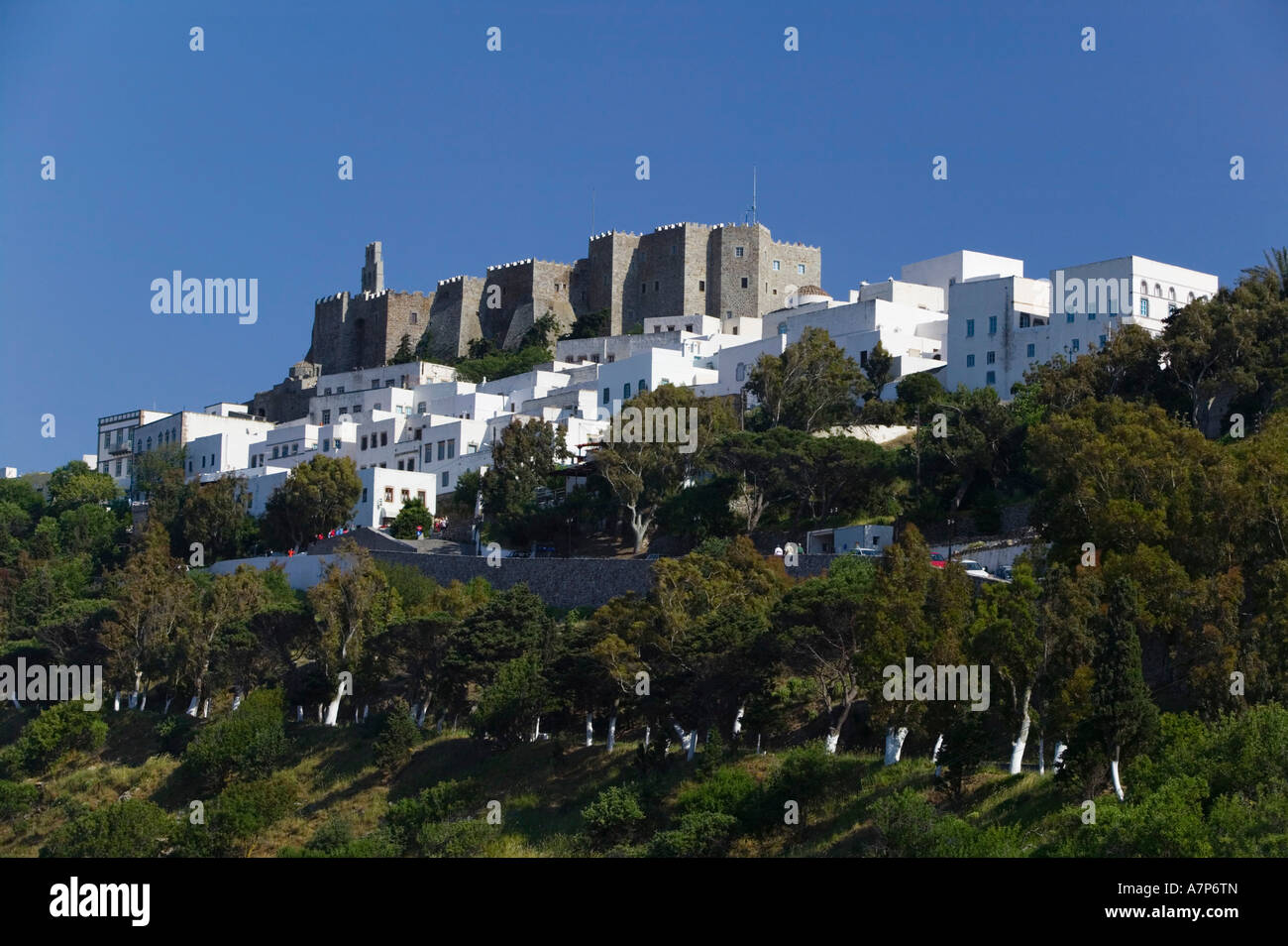 Monastery of St. John the Theologian, Hora, Patmos, Greece Stock Photo ...