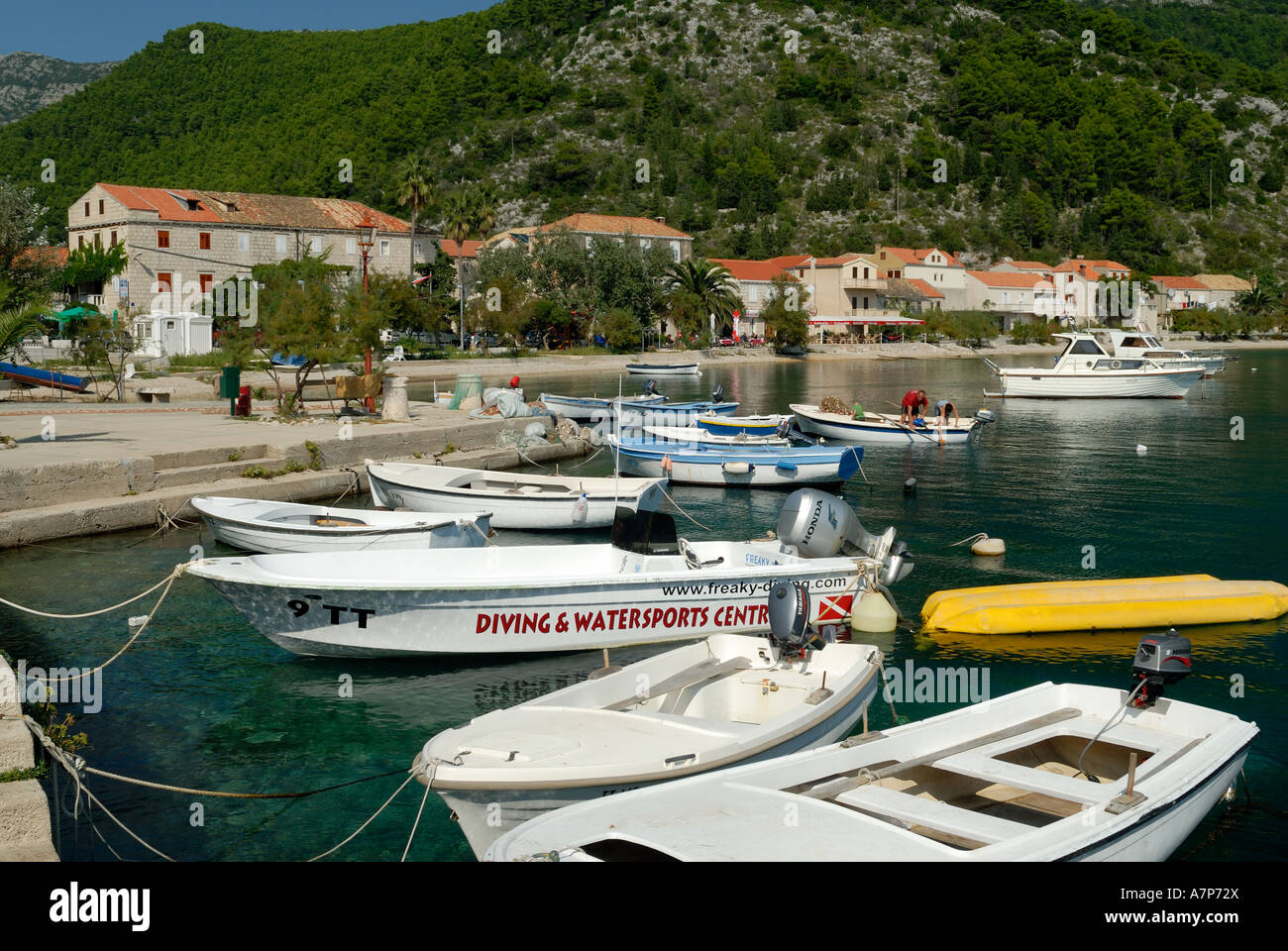 boats in the harbour of Trstenik Peljesac peninsula Dalmatia Croatia ...