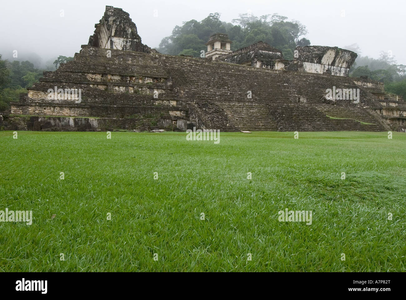 El Palacio the palace Maya archeological site Palenque Chiapas Mexico ...