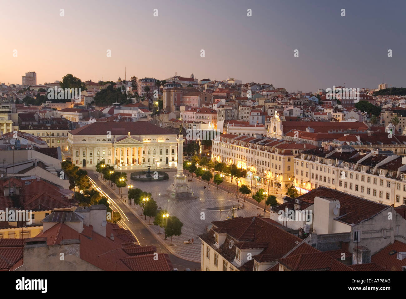 Praca do Pedro IV square (Rossio Square), Lisbon, Portugal Stock Photo ...