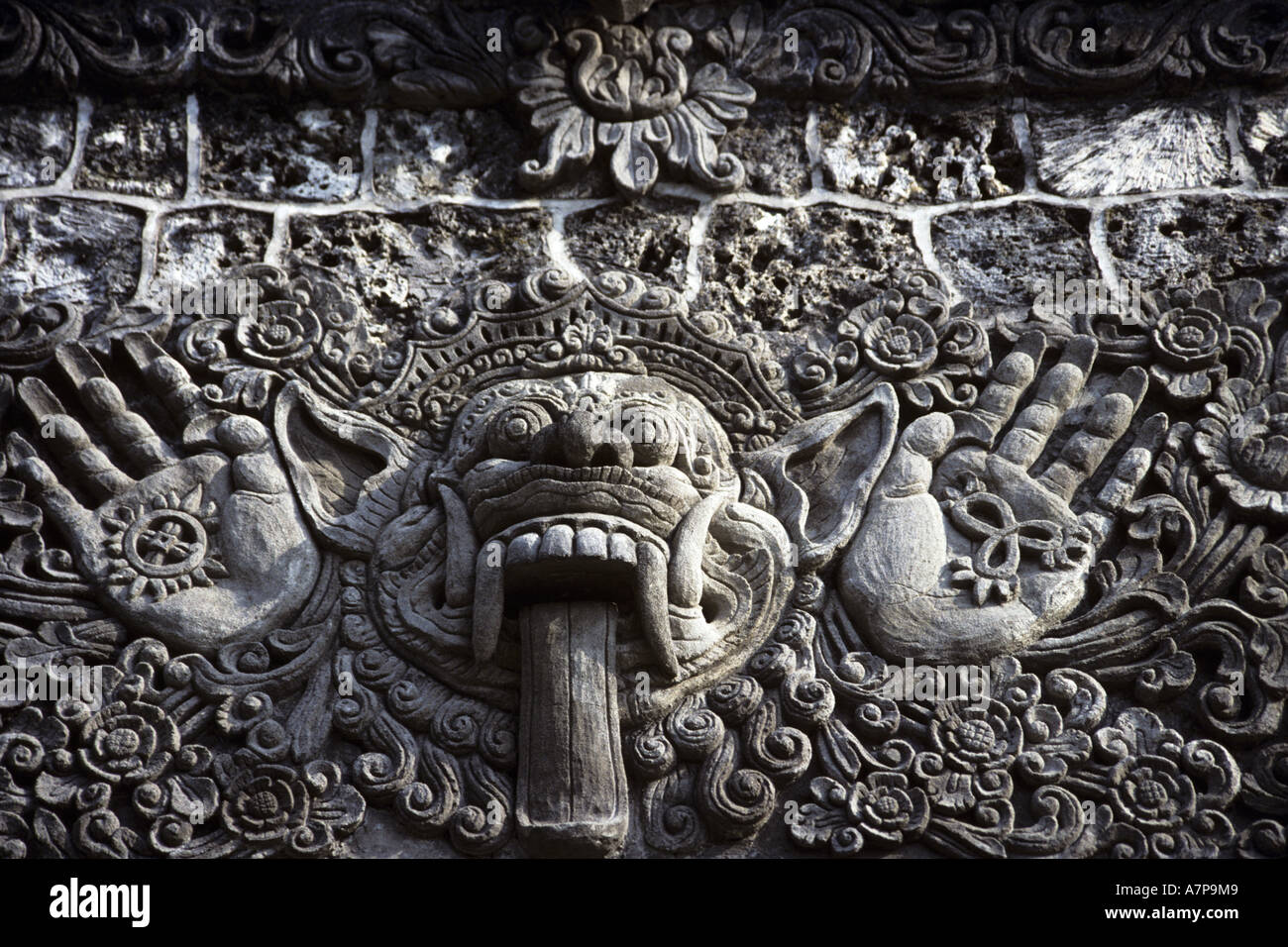 relief in the wall of the temple, Indonesia, Bali Stock Photo - Alamy