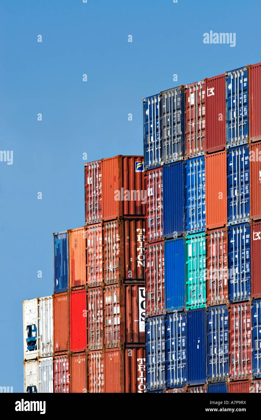 Shipping Industry / Shipping containers stacked in a port container ...