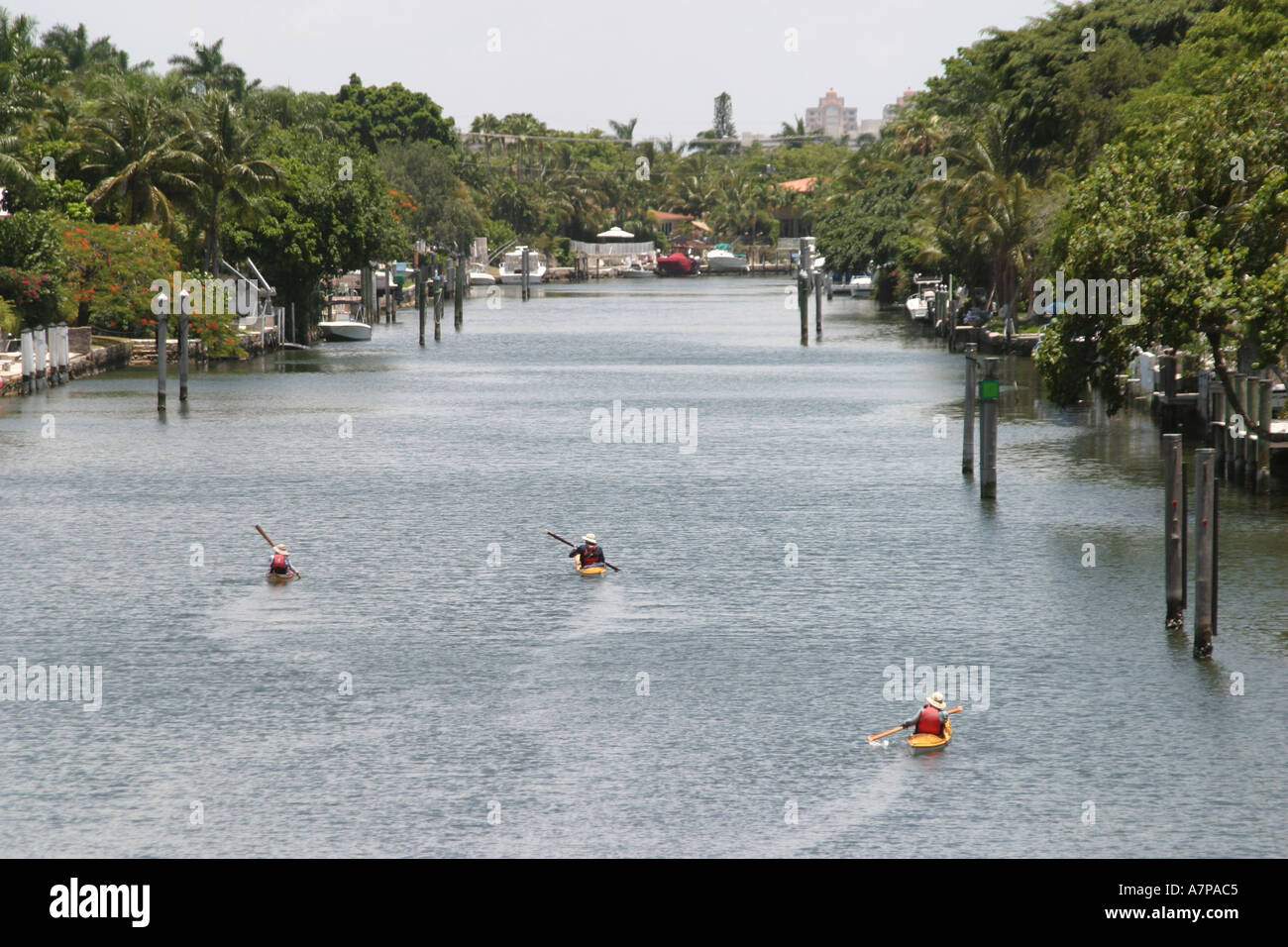 Miami Florida,Coral Gables Canal C3,view from Hardee Boulevard Bridge ...