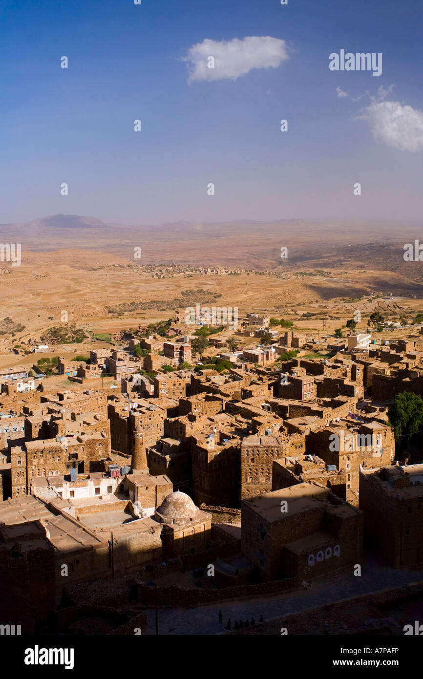 Walled old city of Thula viewed from Thula Fort (Hesn Thulla), Yemen ...