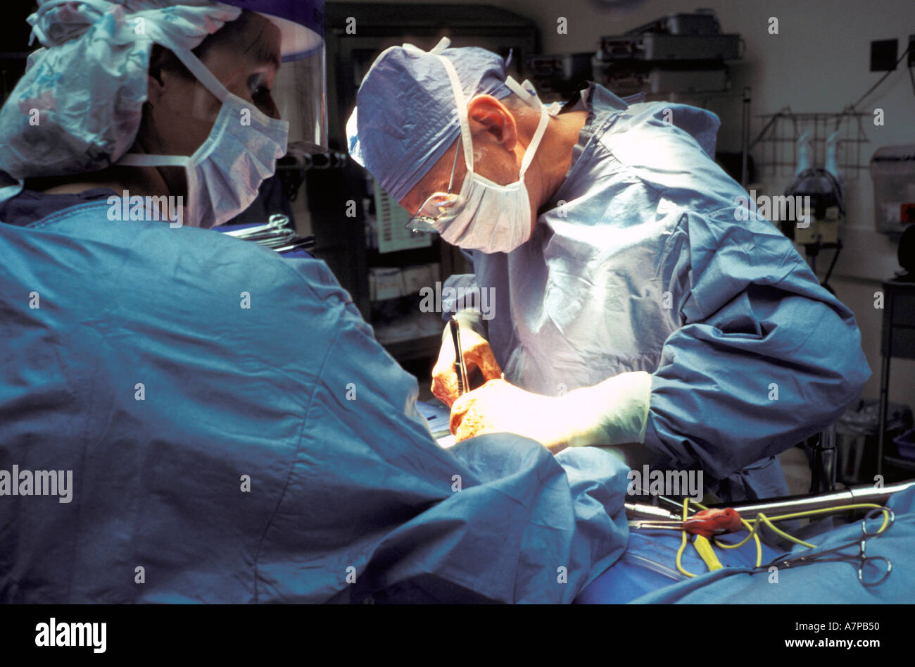 Surgical team performs kidney transplant in operating room Stock Photo ...
