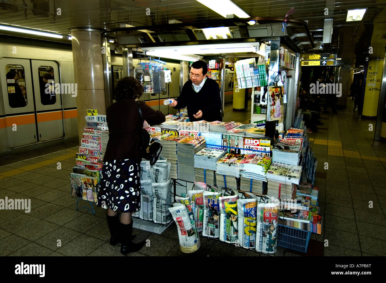 Tokyo train underground tube subway station sale of tickets train ...
