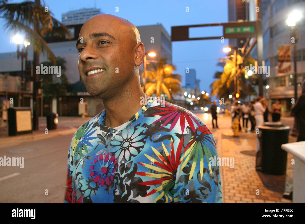 Miami Florida,Flagler Street,smiling,Black Blacks African Africans ...