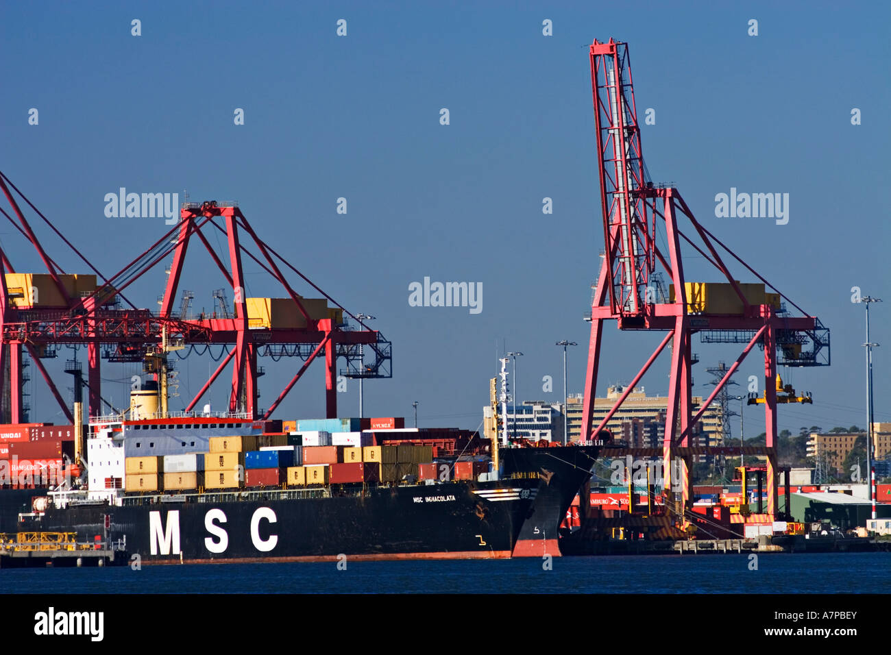 Shipping Industry / A container ship is outbound in the Port of ...