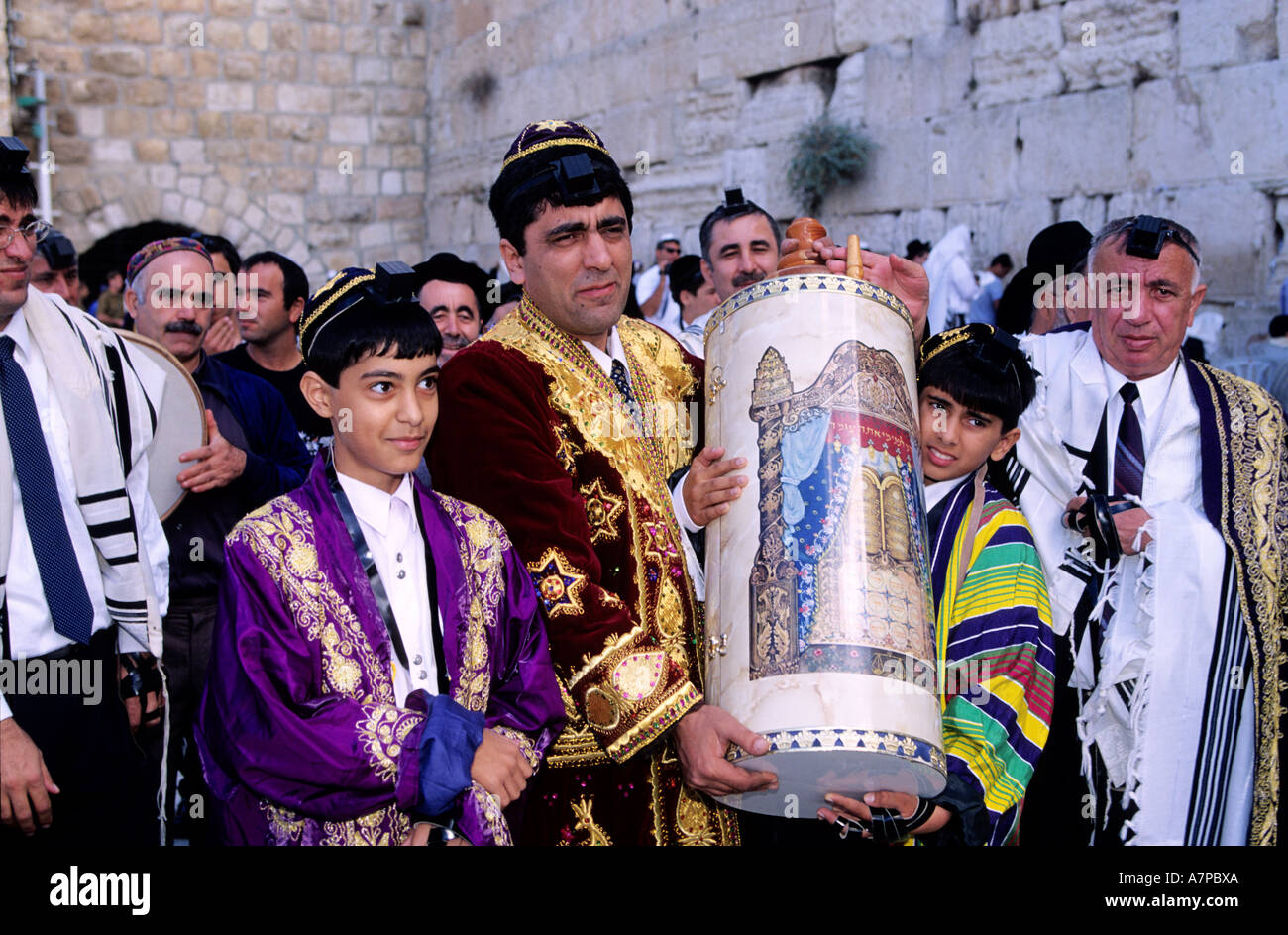Israel, Judaea area, Old Jerusalem, Wailing Wall, a bar Mitzvah (the ...